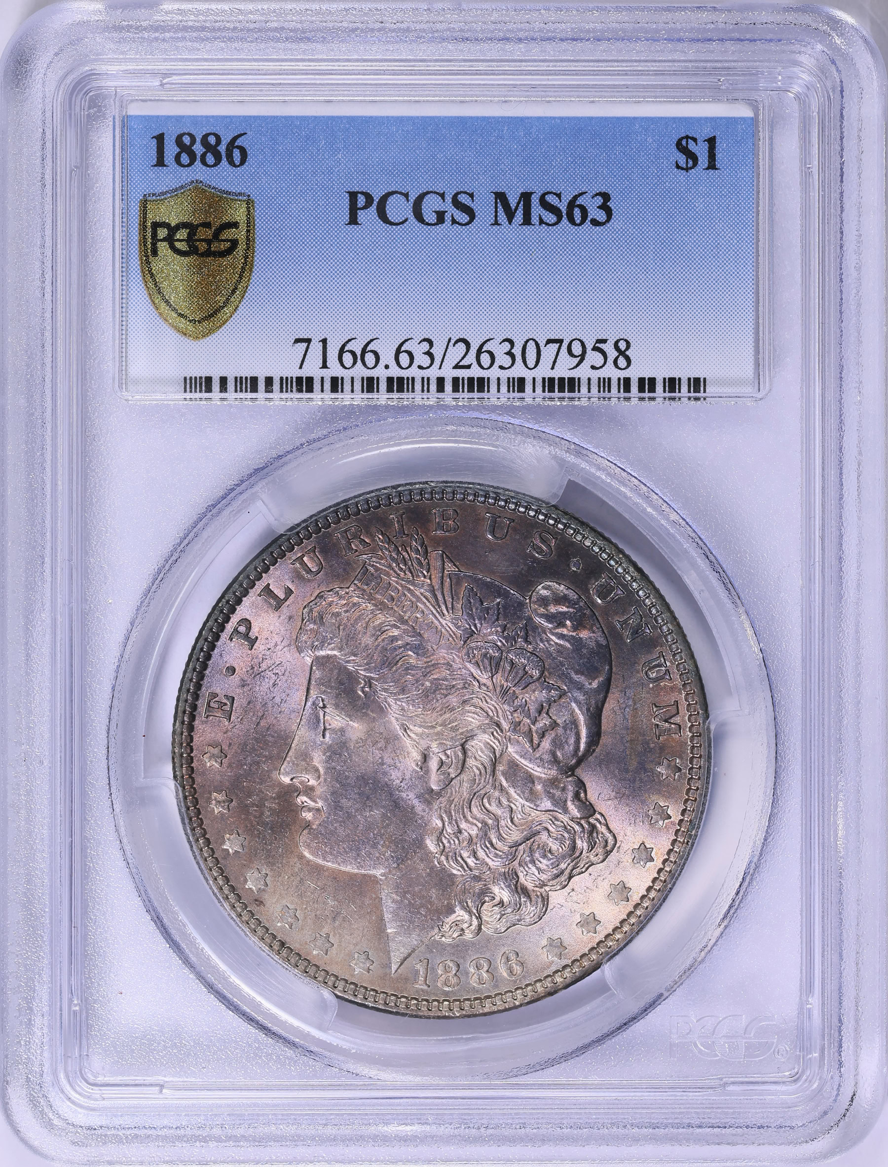 1886 Morgan Silver Dollar PCGS MS-63 (Toned) (Item 1810765) | GreatCollections Coin Auctions