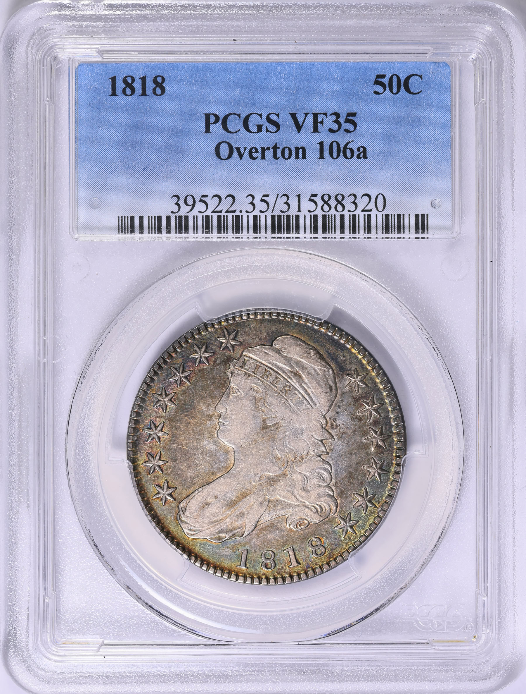 1818 Capped Bust Half Dollar Overton 106a PCGS VF-35 (Toned) (Item 1810850) | GreatCollections ...