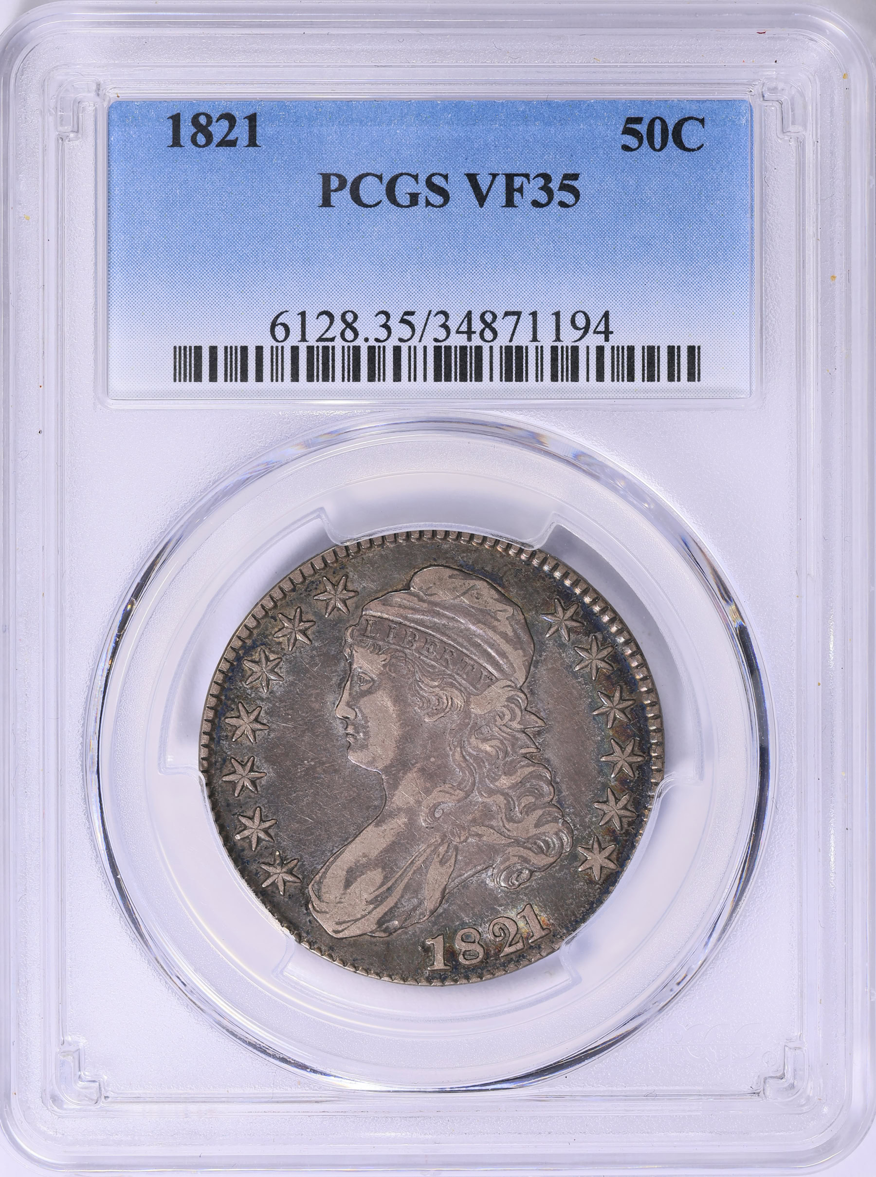 1821 Capped Bust Half Dollar PCGS VF-35 (Toned) (Item 1810851) | GreatCollections Coin Auctions