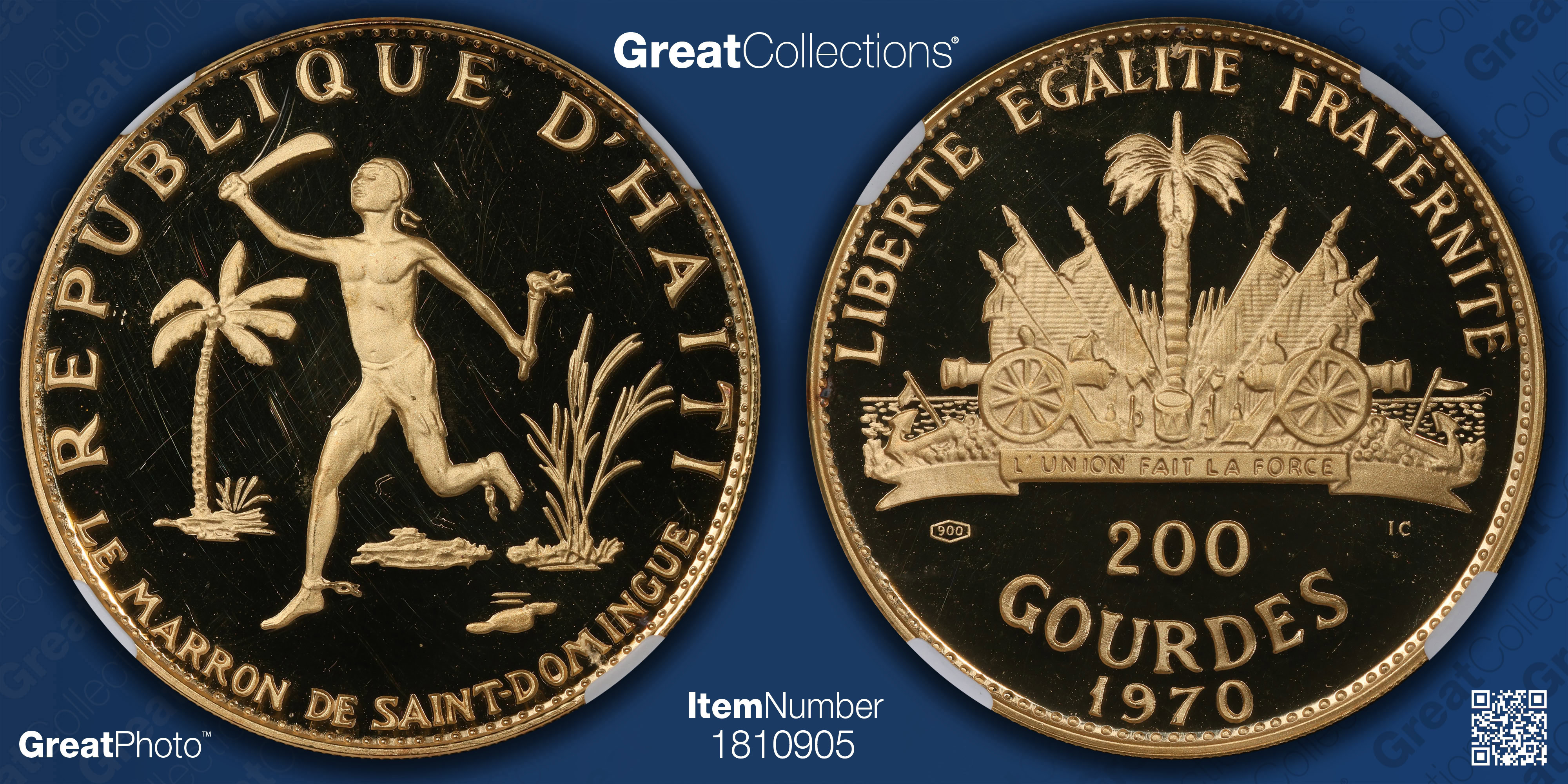 Haiti 1970-IC Gold 200 Gourdes Revolt of Santo Domingo KM-70 NGC Proof ...