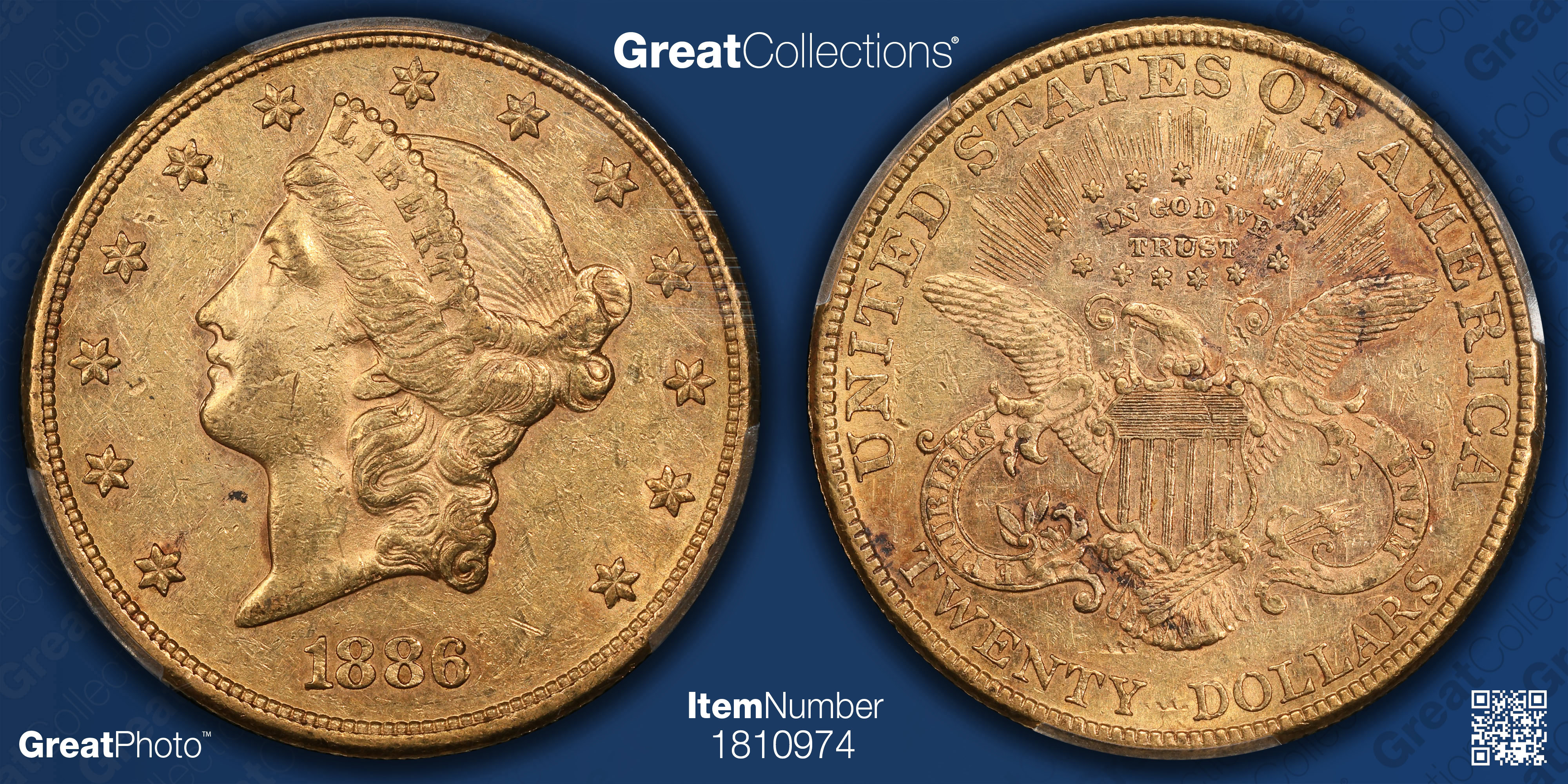1886 Liberty Gold Double Eagle PCGS AU-55 (The Fairmont Collection ...