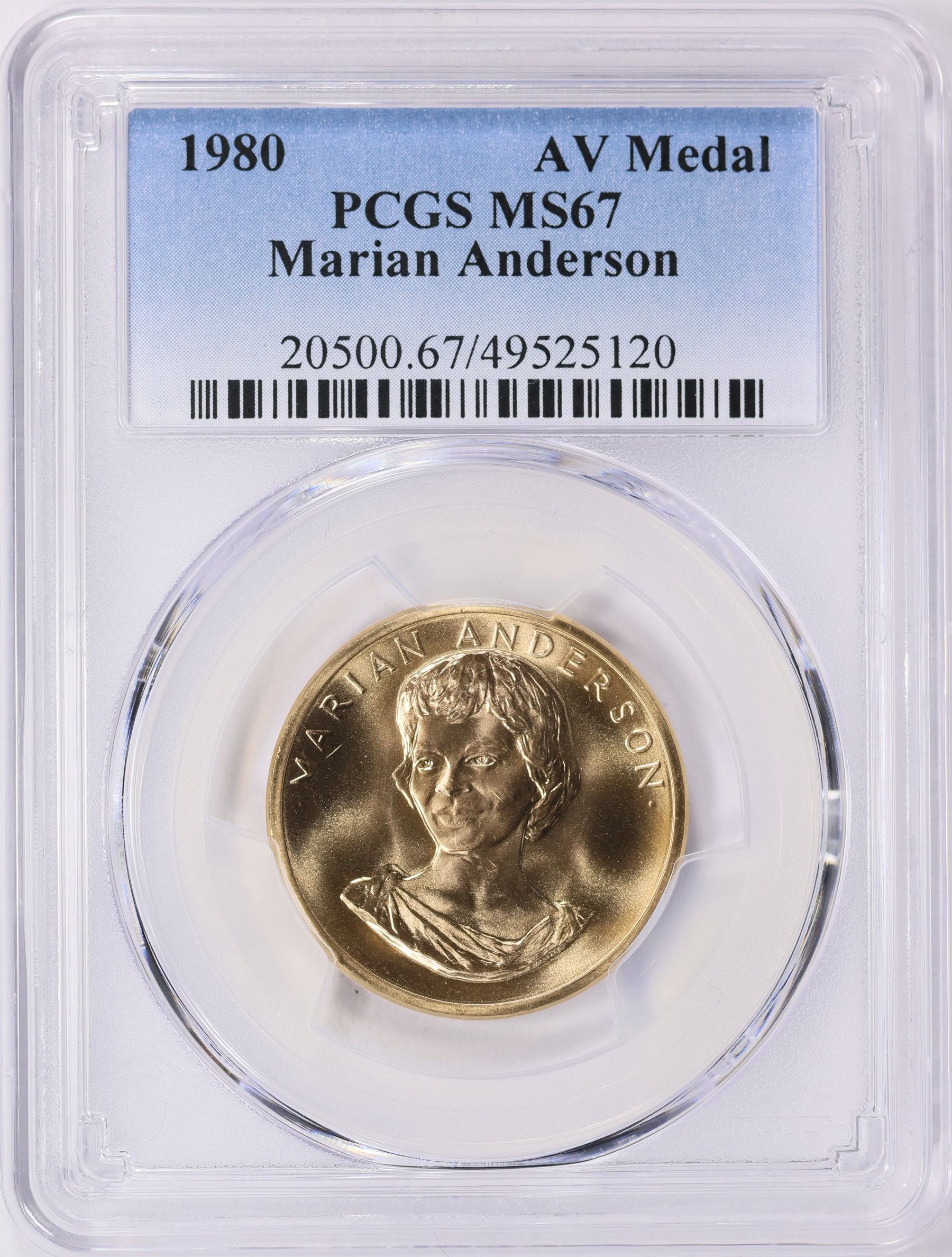 1980 U.S. Mint Medal Marian Anderson PCGS MS-67 (Item 1810977 ...