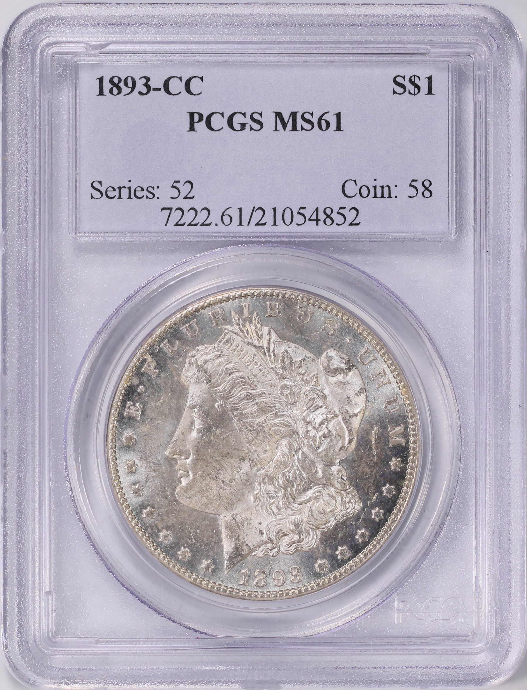 1893-CC Morgan Silver Dollar PCGS MS-61 (Item 1811012) | GreatCollections Coin Auctions