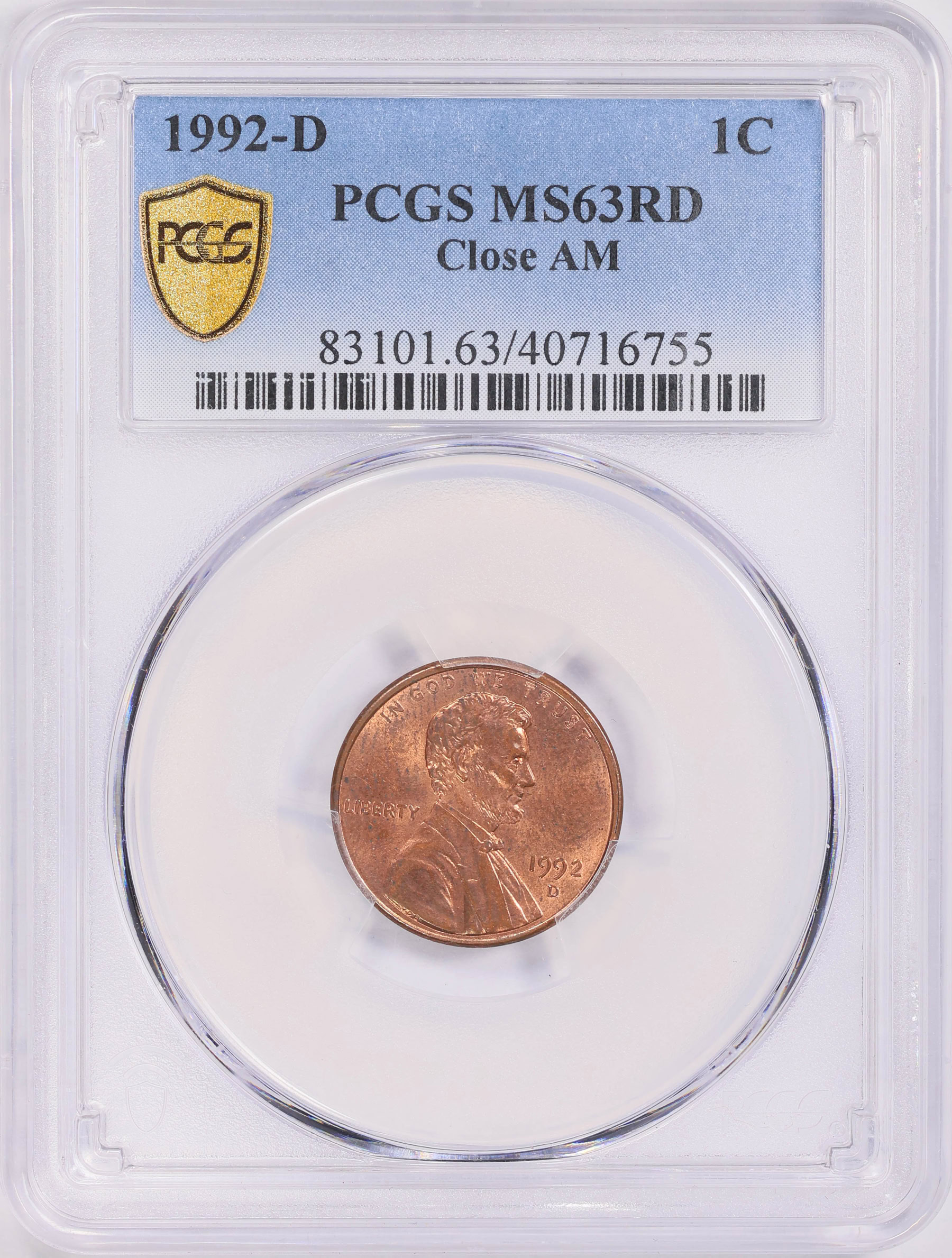 1992-D Lincoln Cent Close AM PCGS MS-63 RD (Item 1811130 ...