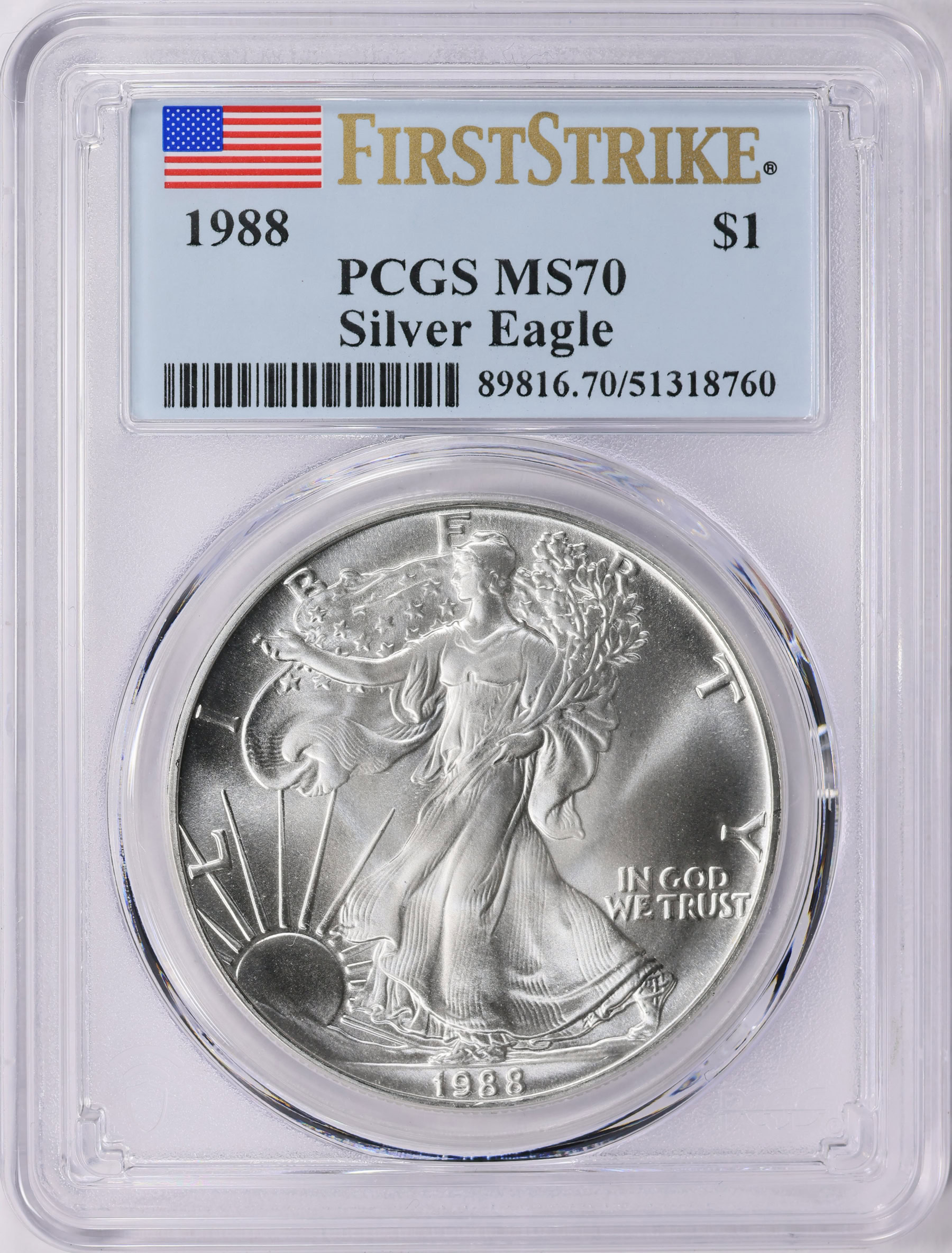 1988 $1 Silver Eagle First Strike PCGS MS-70 (Item 1811133 ...