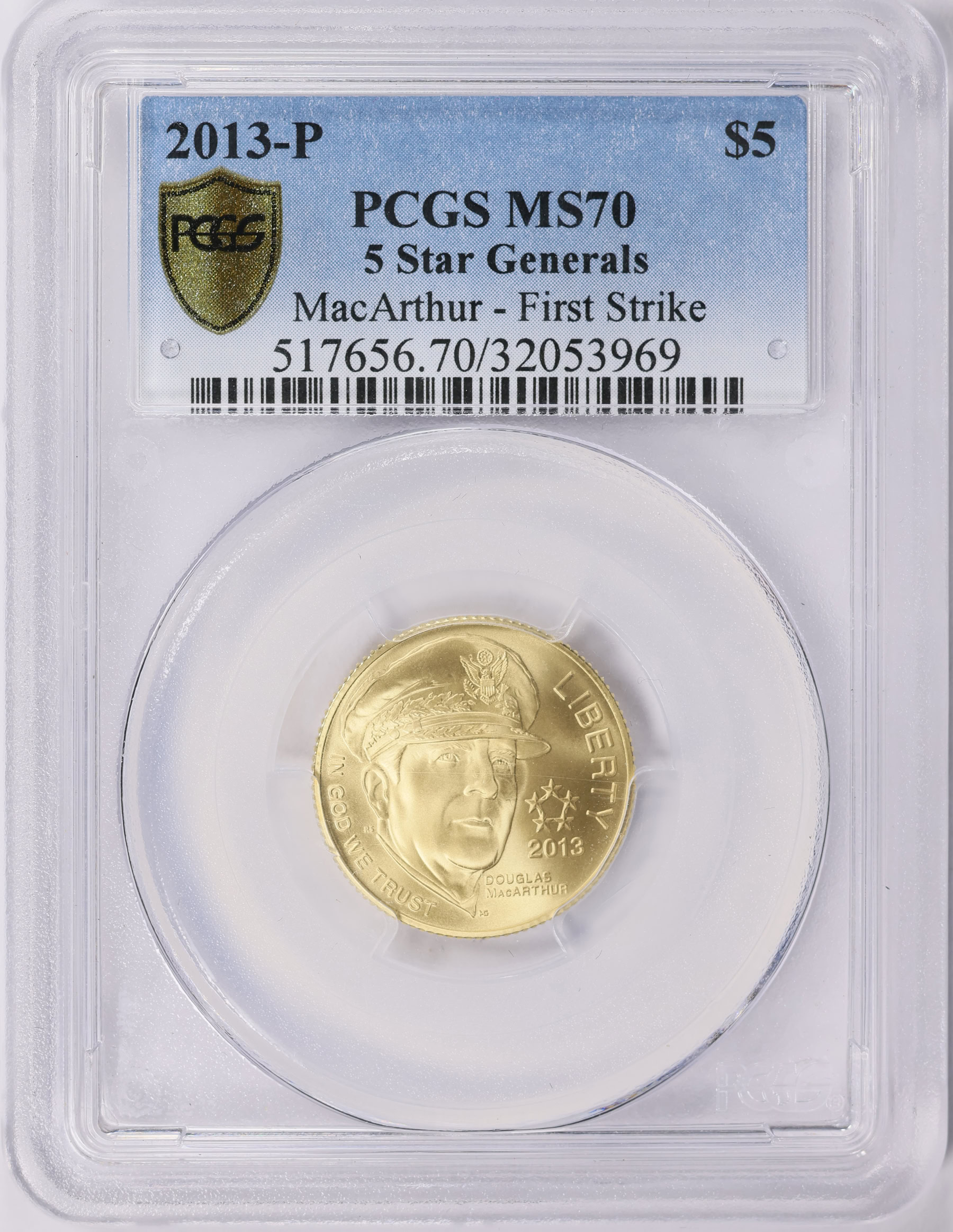 2013-P 5 Star Generals $5 Gold MacArthur First Strike PCGS MS-70 (Item ...