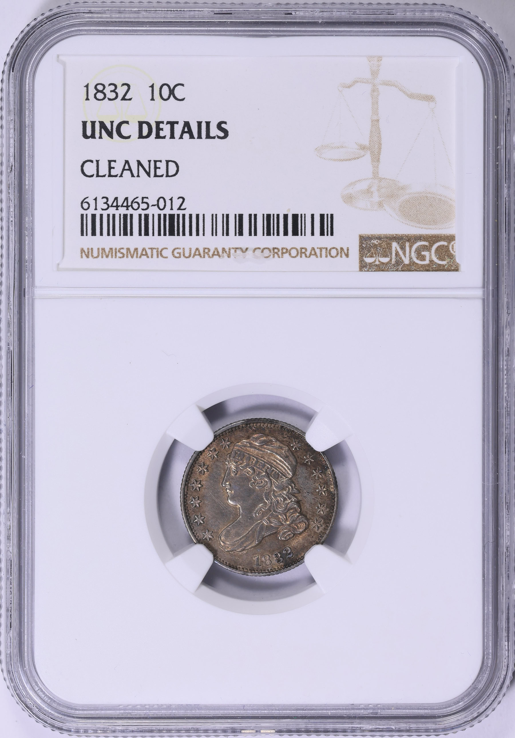 1832 Capped Bust Dime NGC Unc Details (Item 1811199) | GreatCollections ...