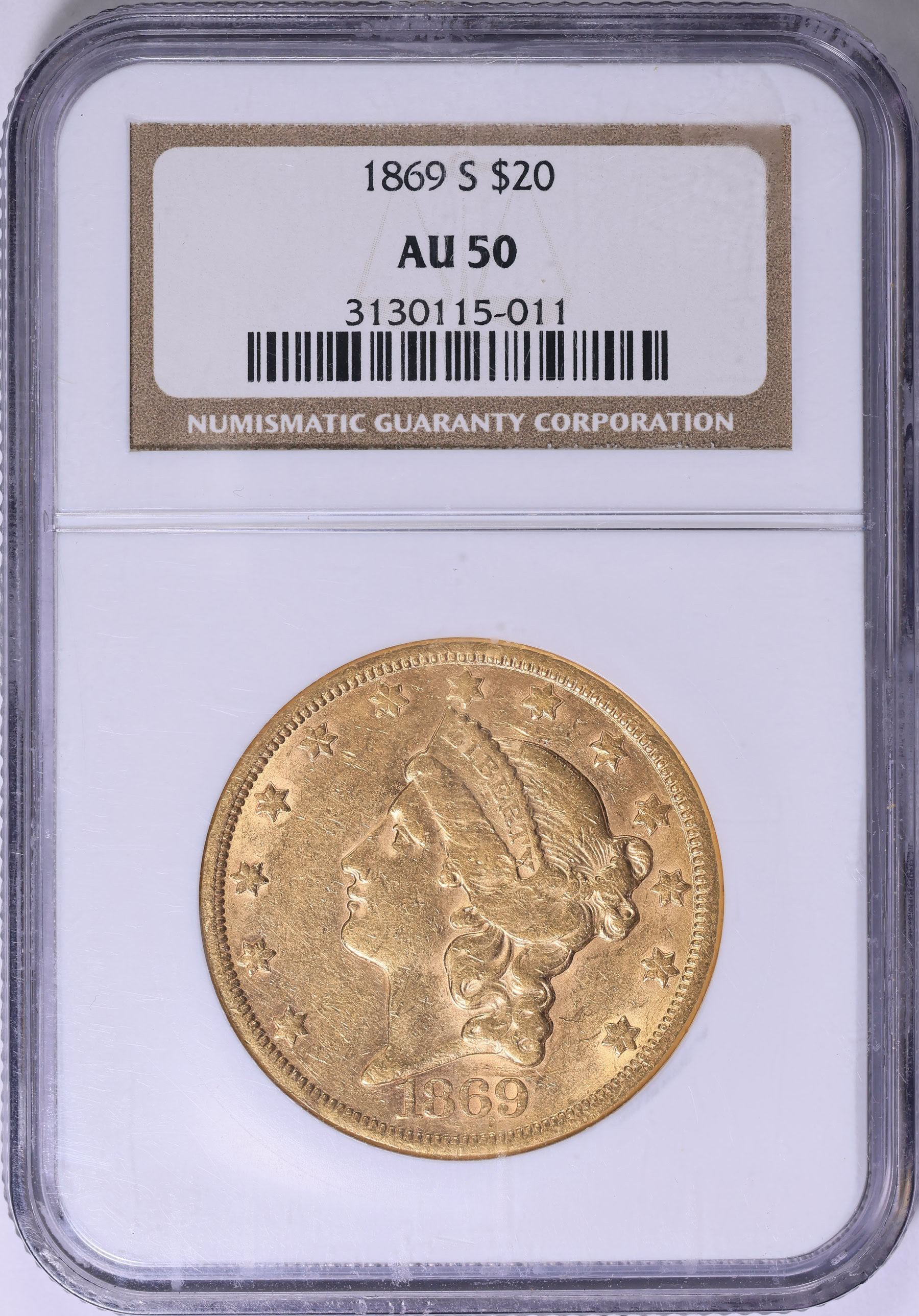1869-S Liberty Gold Double Eagle NGC AU-50 (Item 1811244) | GreatCollections Coin Auctions