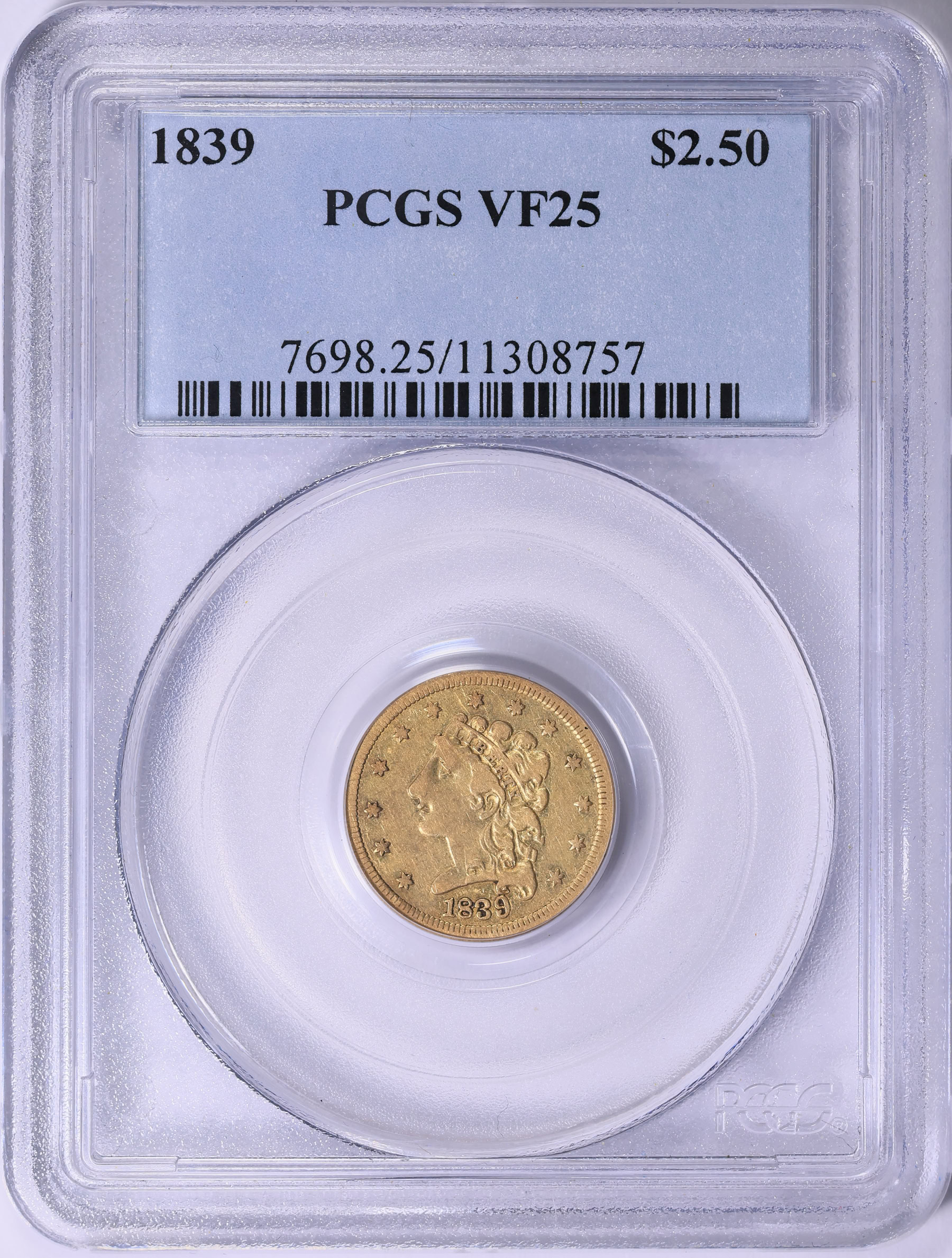1839 Classic Gold Quarter Eagle PCGS VF-25 (Item 1811312 ...