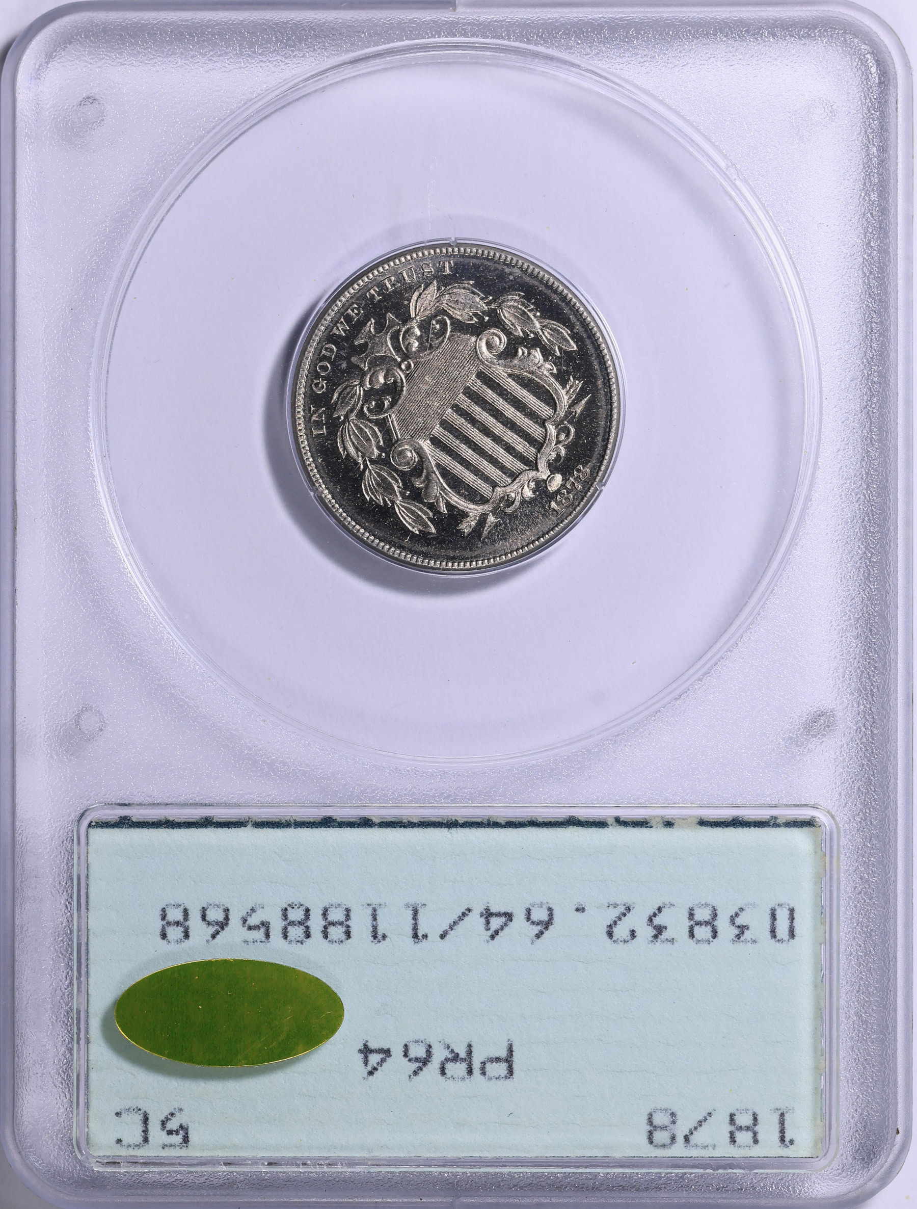 1878 Shield Nickel PCGS Proof-64 (CAC Gold) OGH (1st Gen) (Item 1811321 ...