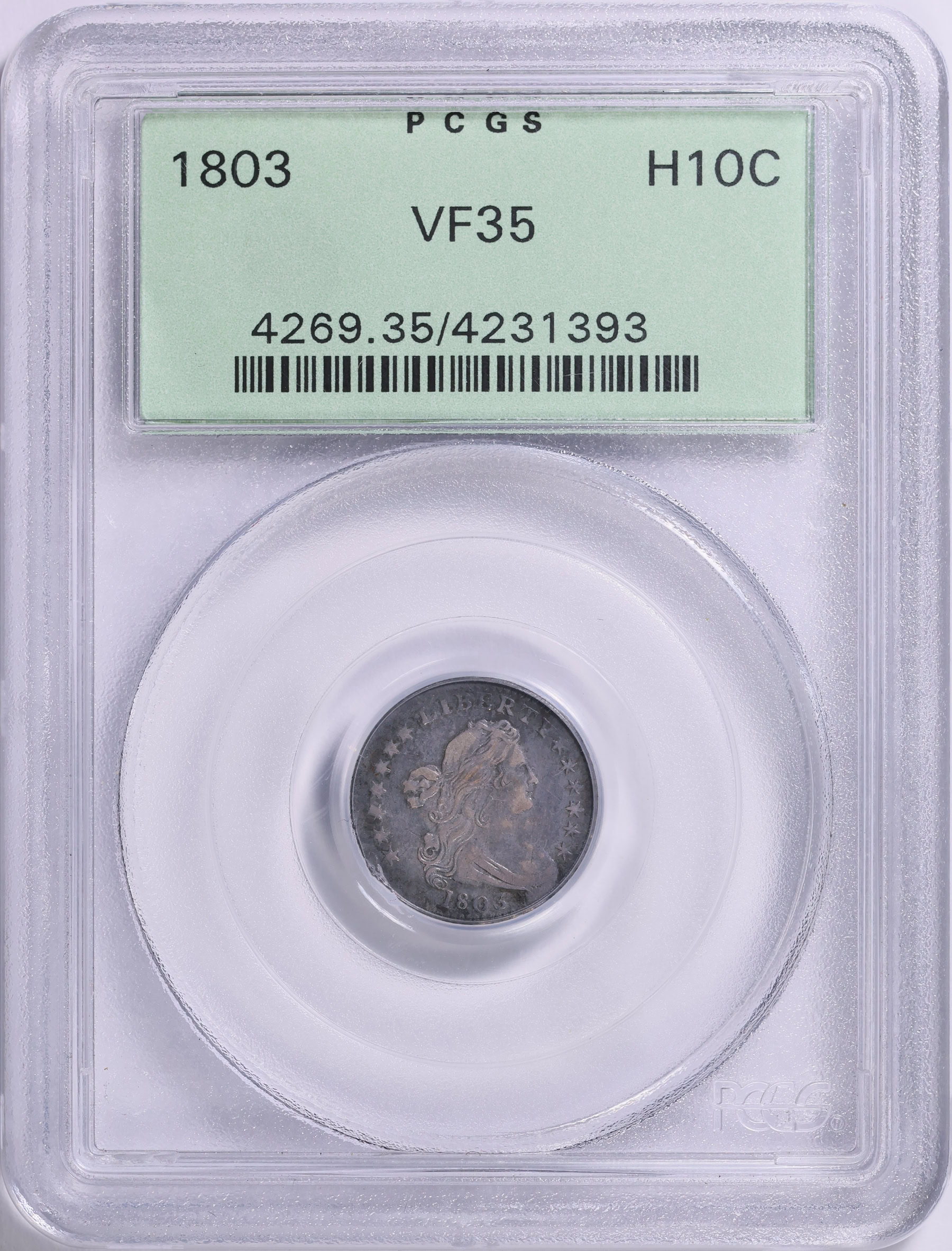 1803 Draped Bust Half Dime Large 8 PCGS VF-35 OGH (Item 1811328 ...