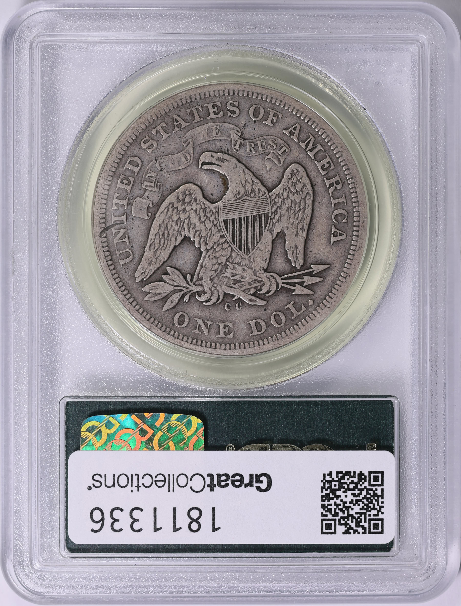 1872-CC Seated Liberty Silver Dollar PCGS VG-08 OGH (Item 1811336) | GreatCollections Coin Auctions