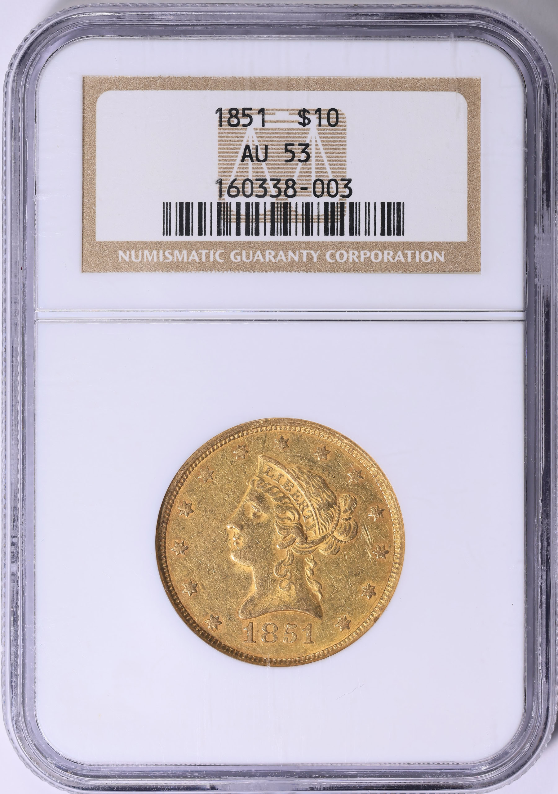 1851 Liberty Gold Eagle NGC AU-53 (Item 1811368) | GreatCollections Coin Auctions