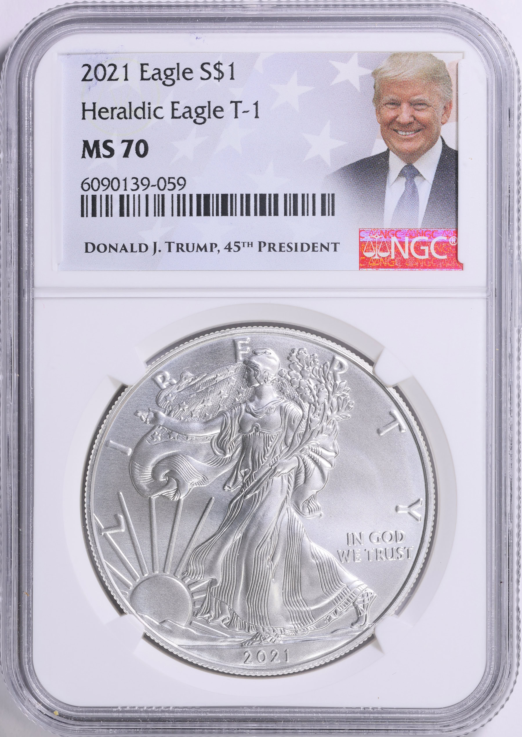 2021 $1 Silver Eagle Type 1 NGC MS-70 (Donald Trump Label) (Item ...