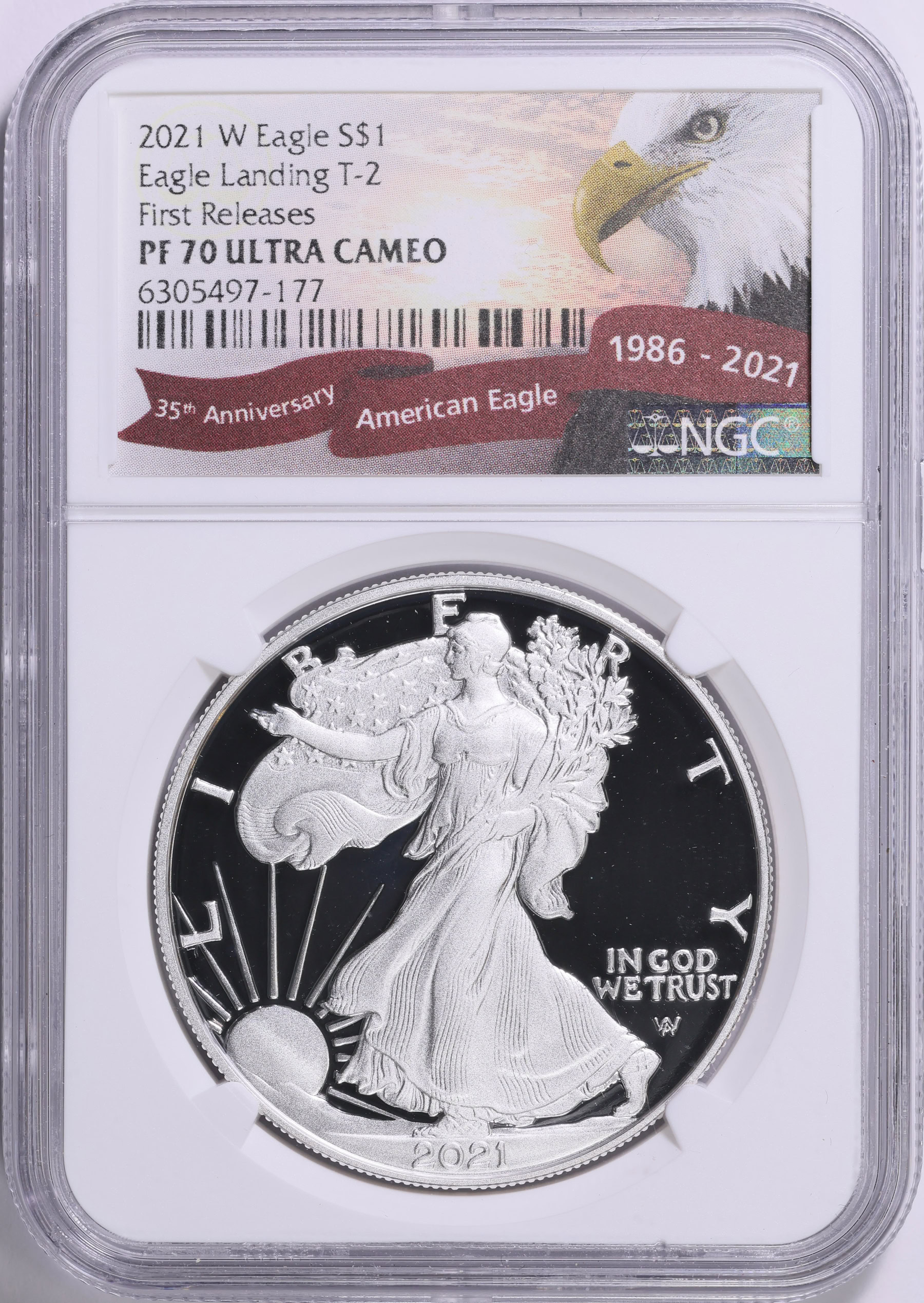 2021-W $1 Silver Eagle Type 2 First Releases NGC Proof-70 UC (Eagle Label) (Item 1811377 ...