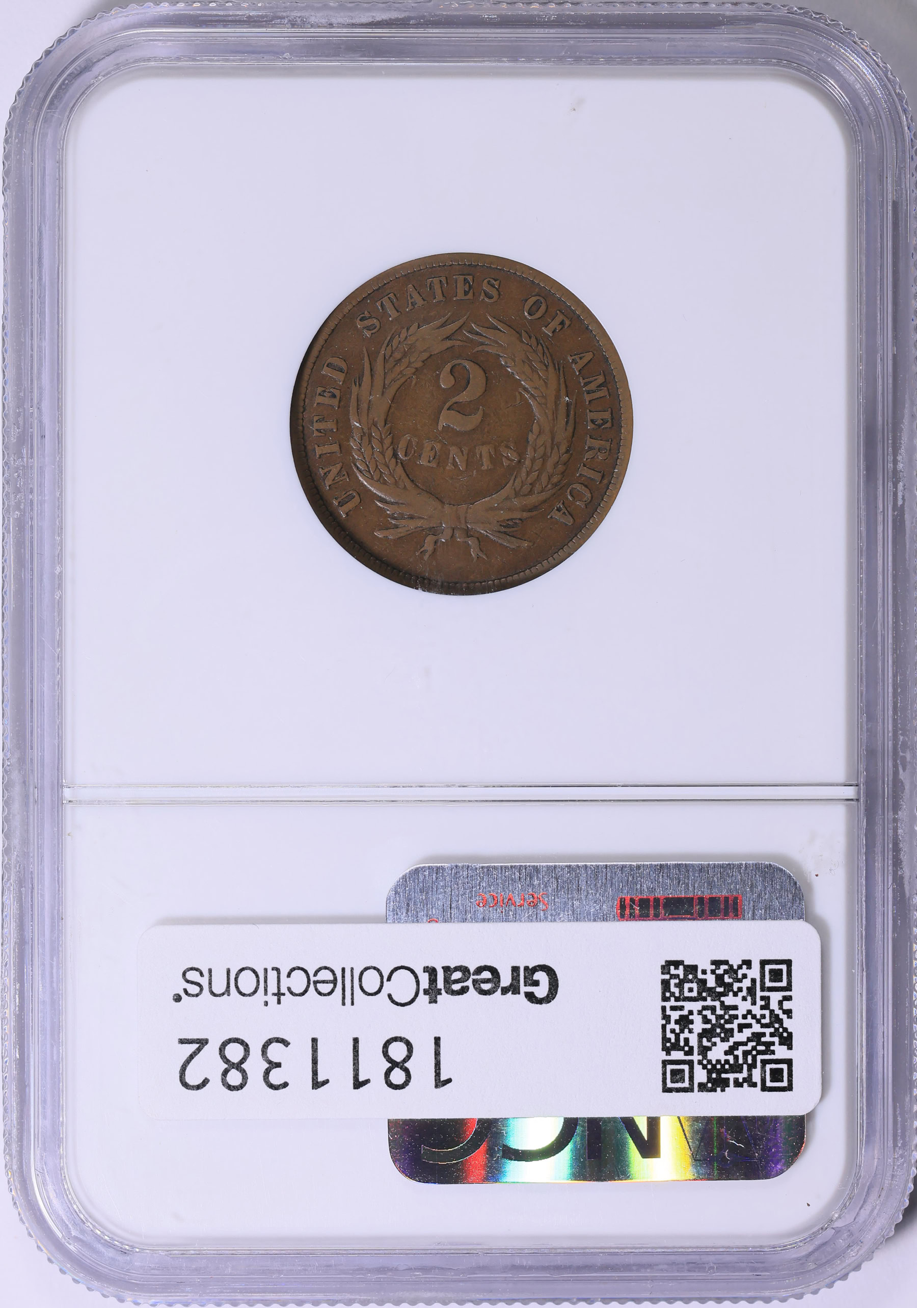 1869 Two-Cent Piece Repunched Date 18/18 FS-004 NGC F-12 BN (Item ...