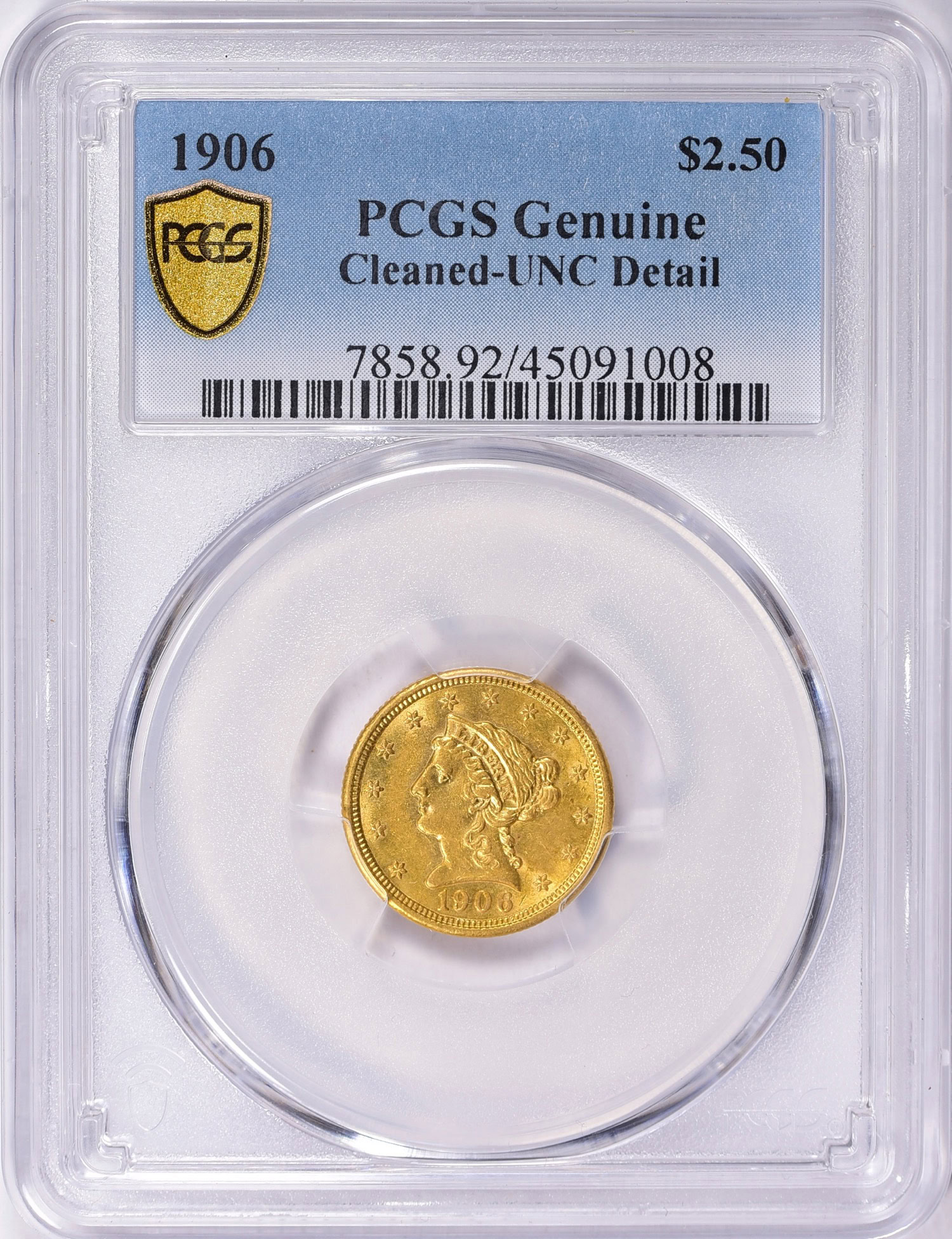 1906 Liberty Gold Quarter Eagle PCGS Genuine Unc Details (Item 1811393) | GreatCollections Coin ...