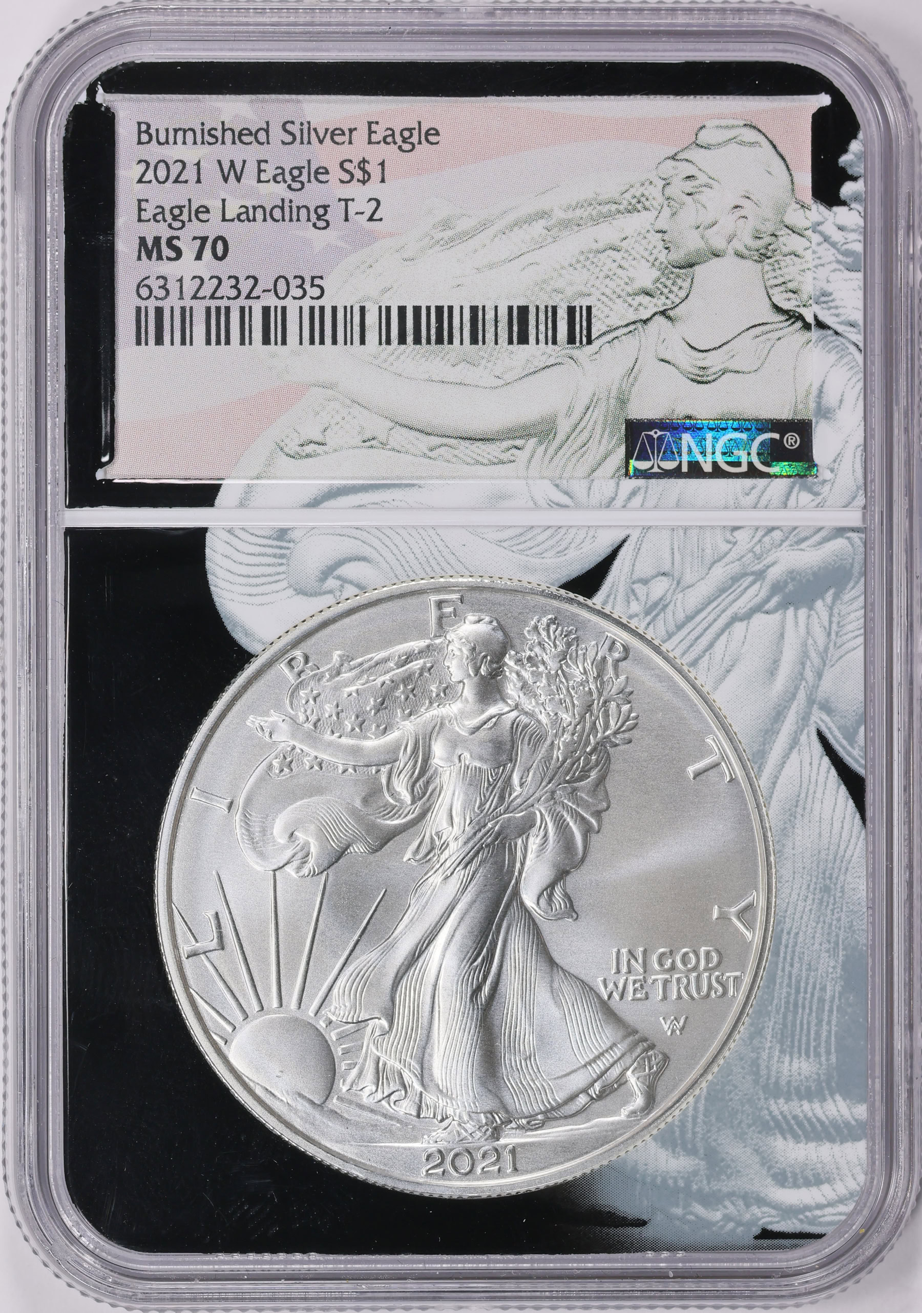 2021-W $1 Silver Eagle Burnished Type 2 NGC MS-70 (Silver Eagle Frame Holder) (Item 1811424 ...