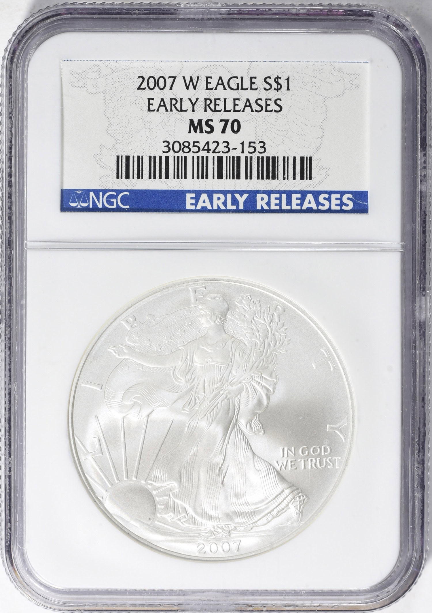 2007-W $1 Silver Eagle Burnished Early Releases NGC MS-70 (Item 1811432) | GreatCollections Coin ...