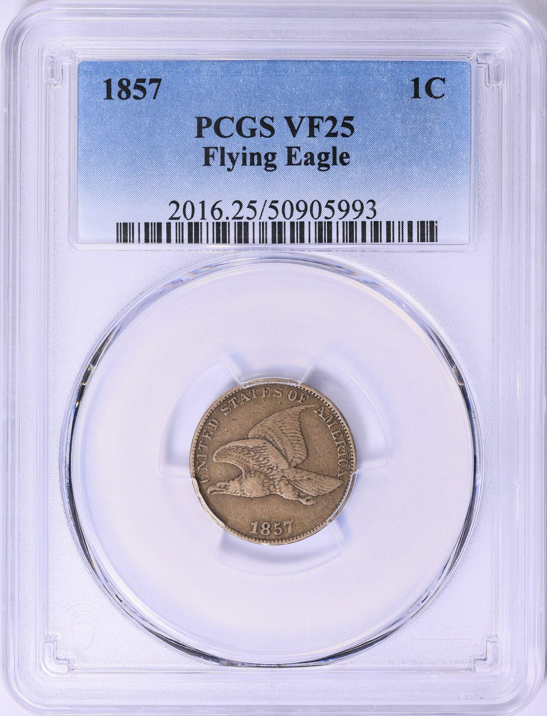 1857 Flying Eagle Cent PCGS VF-25 (Item 1811440) | GreatCollections Coin Auctions