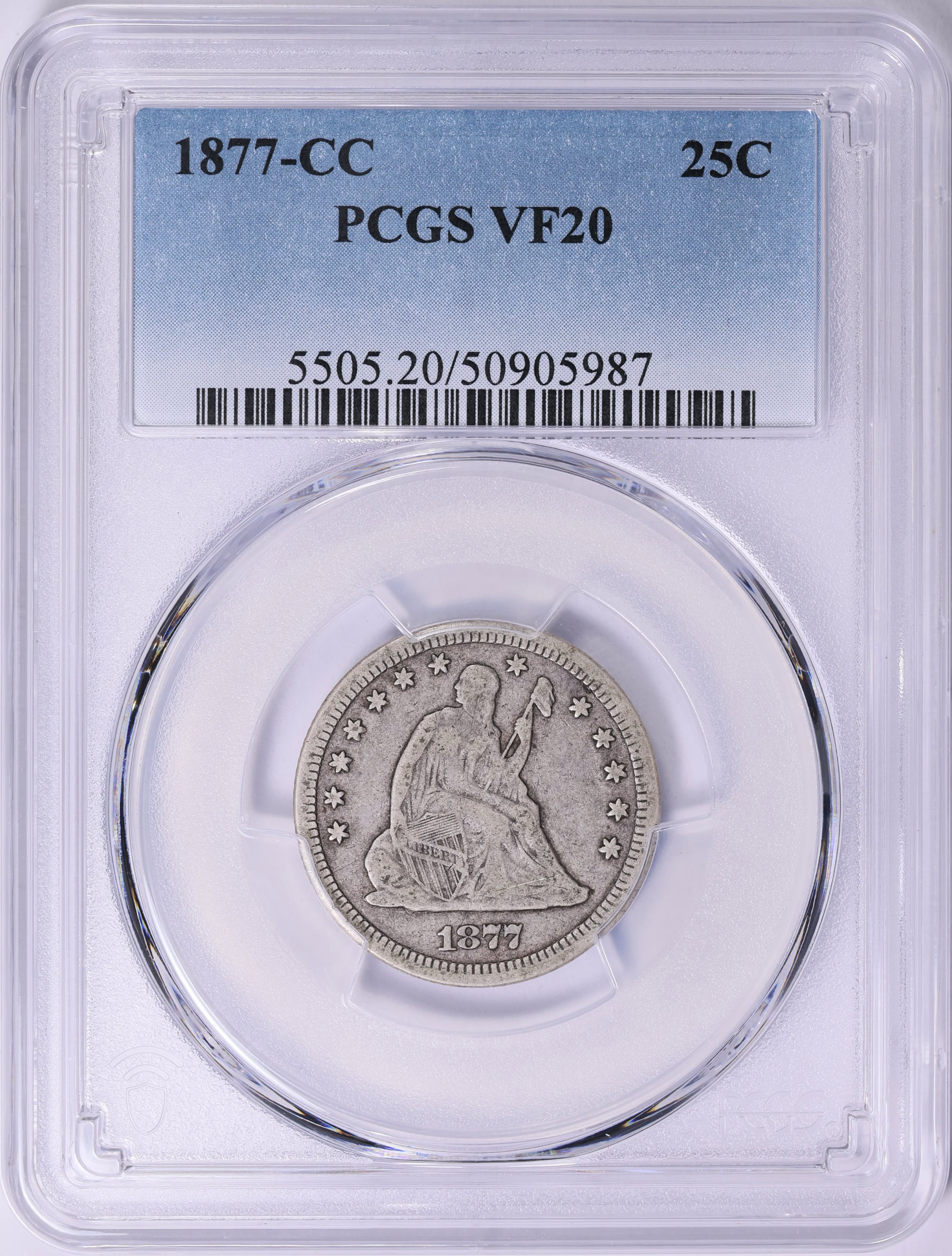 1877-CC Seated Liberty Quarter PCGS VF-20 (Item 1811448) | GreatCollections Coin Auctions