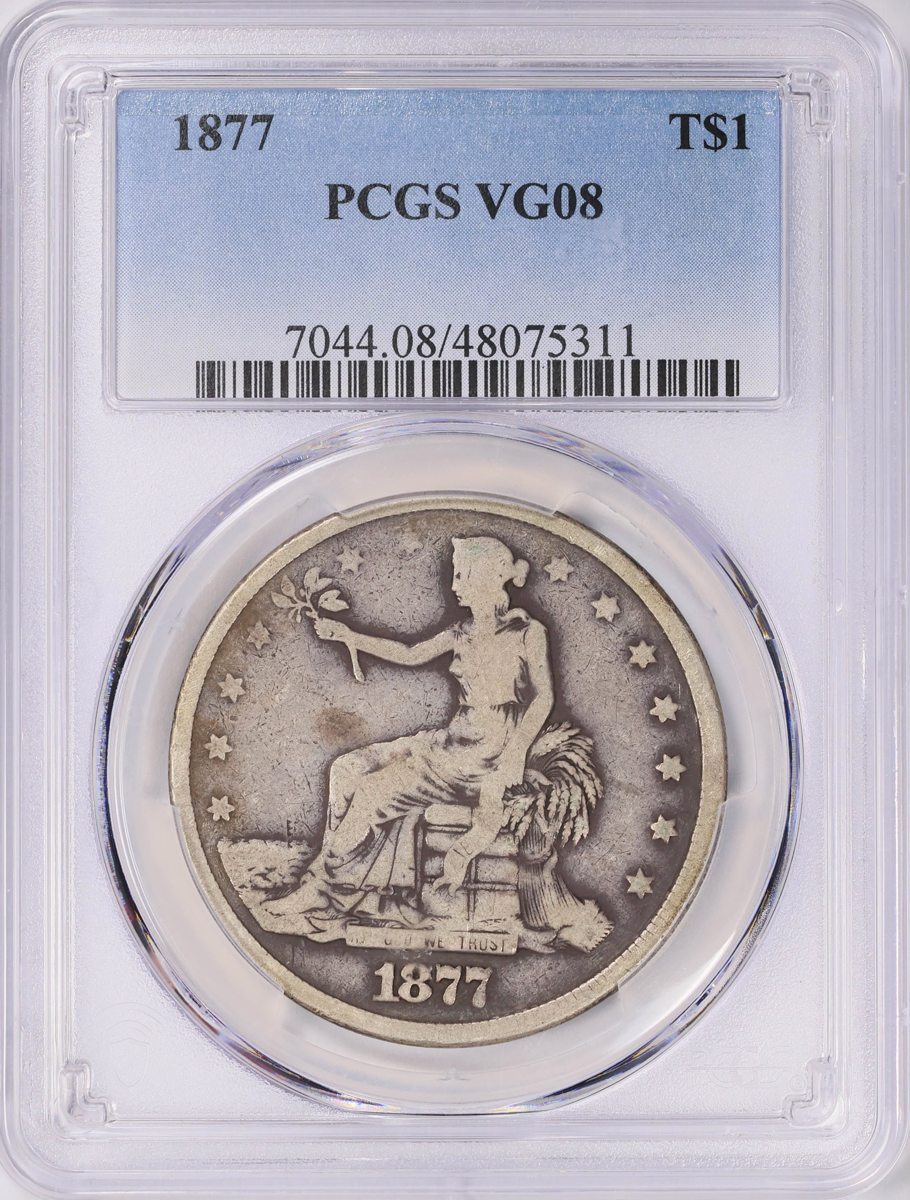 1877 Trade Silver Dollar PCGS VG-08 (Item 1811473) | GreatCollections Coin Auctions