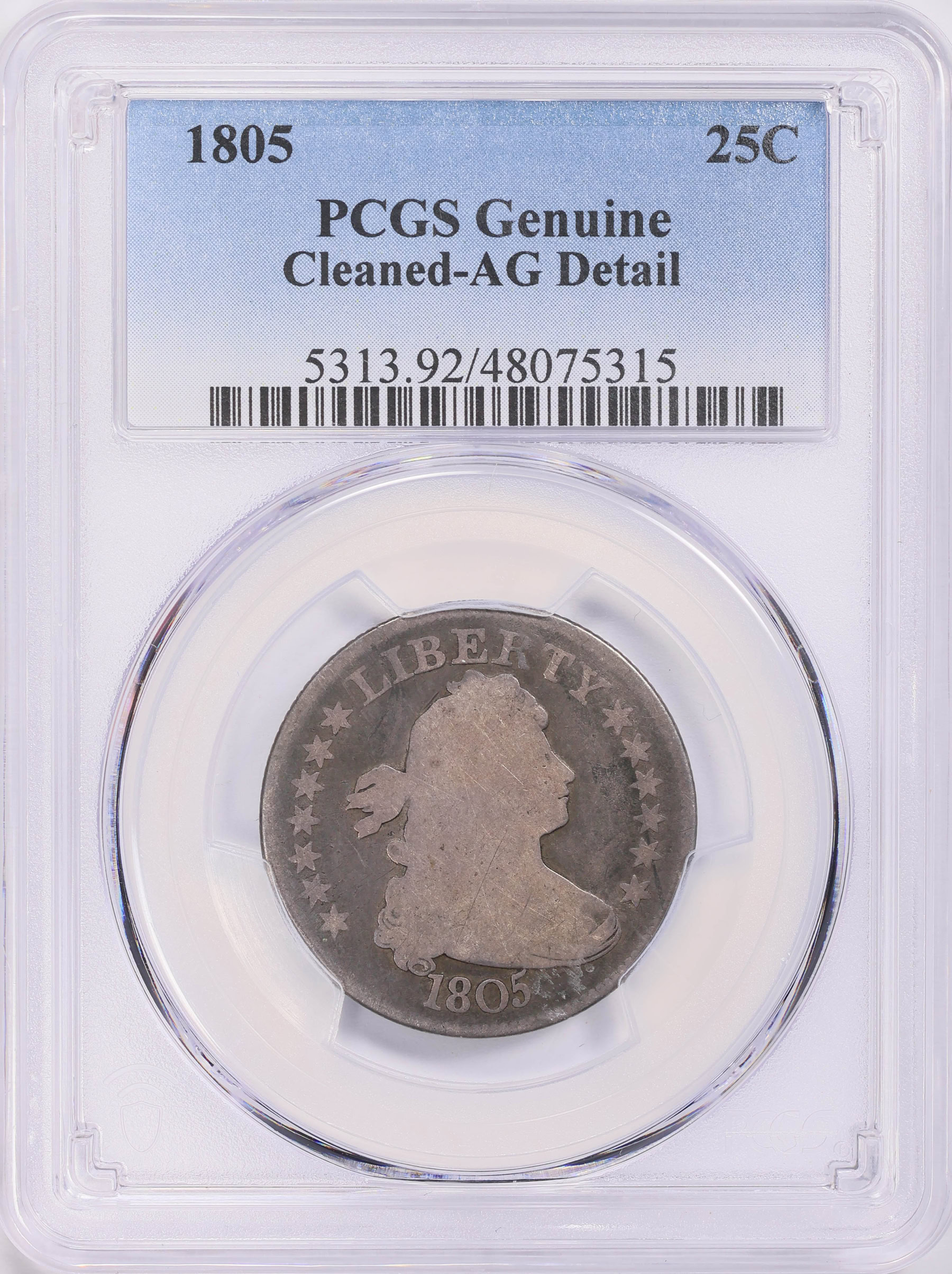 1805 Draped Bust Quarter PCGS Genuine AG Details (Item 1811474) | GreatCollections Coin Auctions