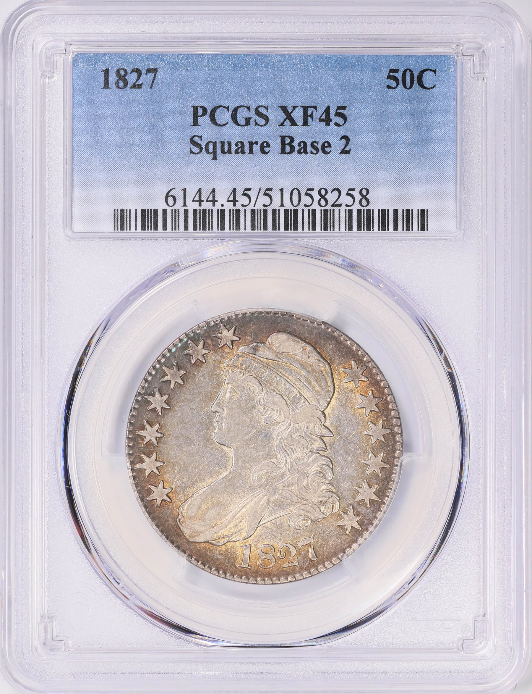 1827 Capped Bust Half Dollar Square Base 2 PCGS XF-45 (Toned) (Item ...