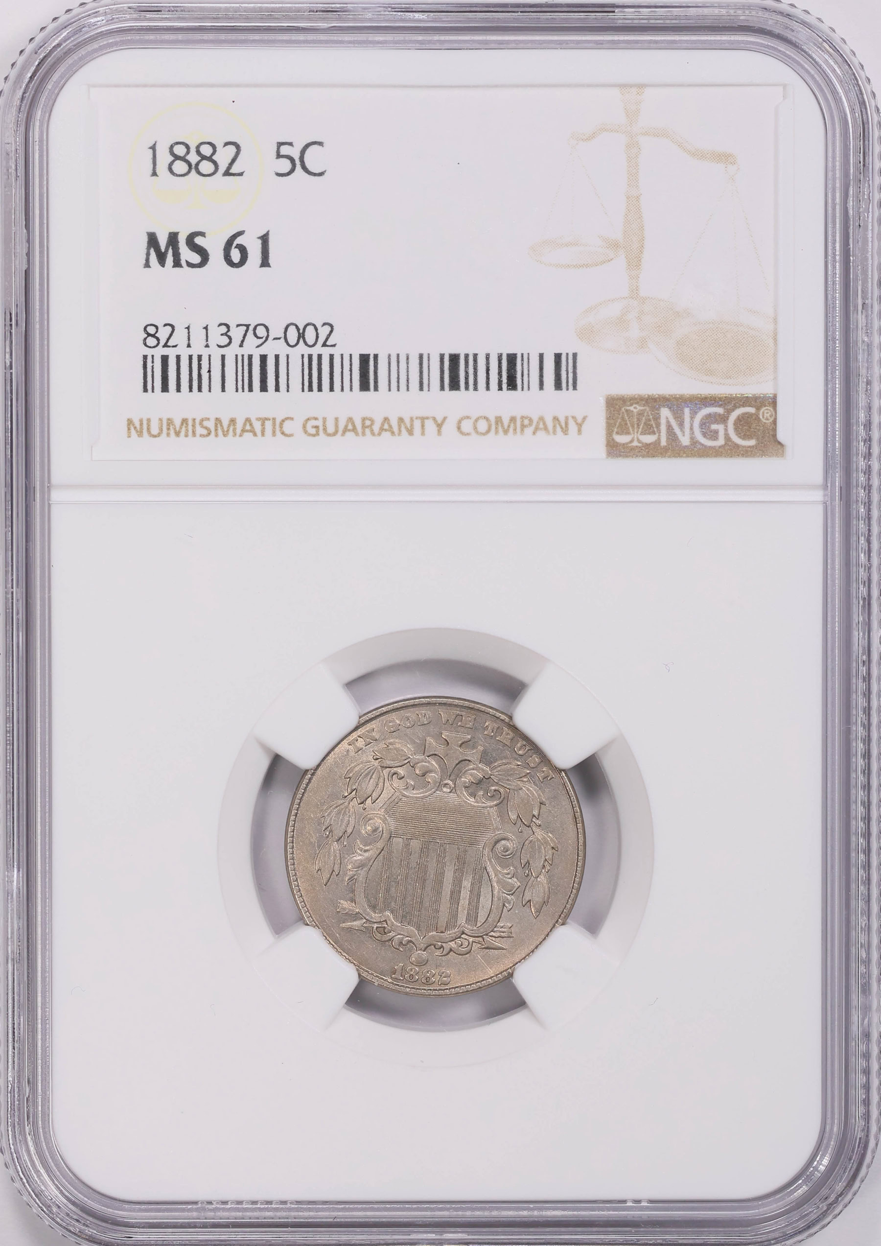 1882 Shield Nickel NGC MS-61 (Item 1811490) | GreatCollections Coin ...