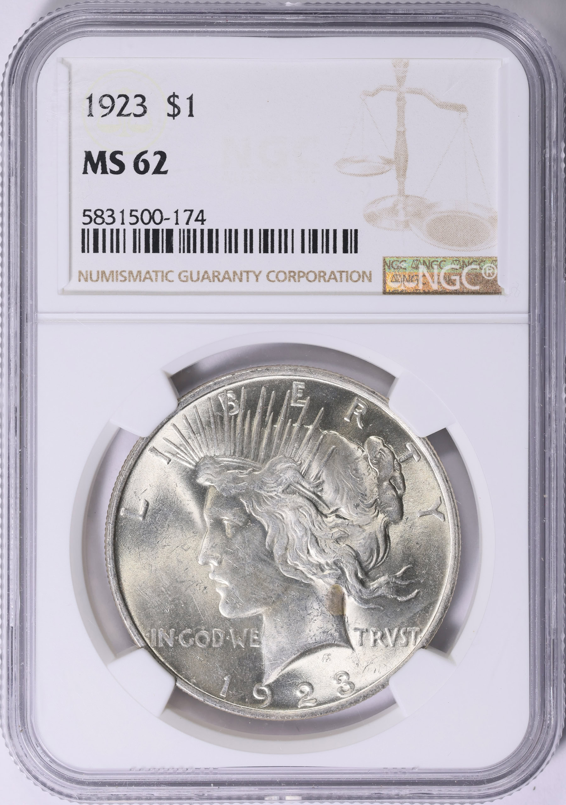 1923 Peace Silver Dollar NGC MS-62 (Item 1811499) | GreatCollections Coin Auctions