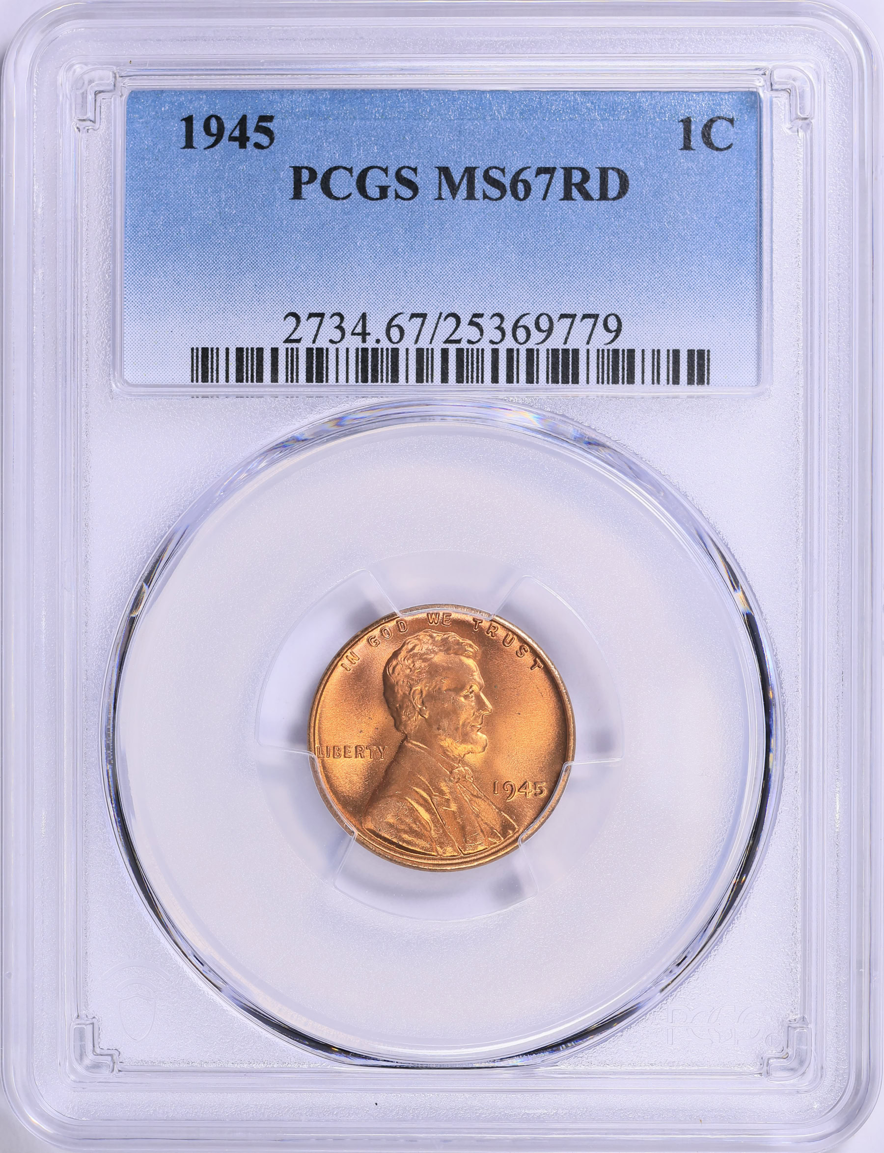 1945 Lincoln Cent PCGS MS-67 RD (Item 1811557) | GreatCollections Coin Auctions