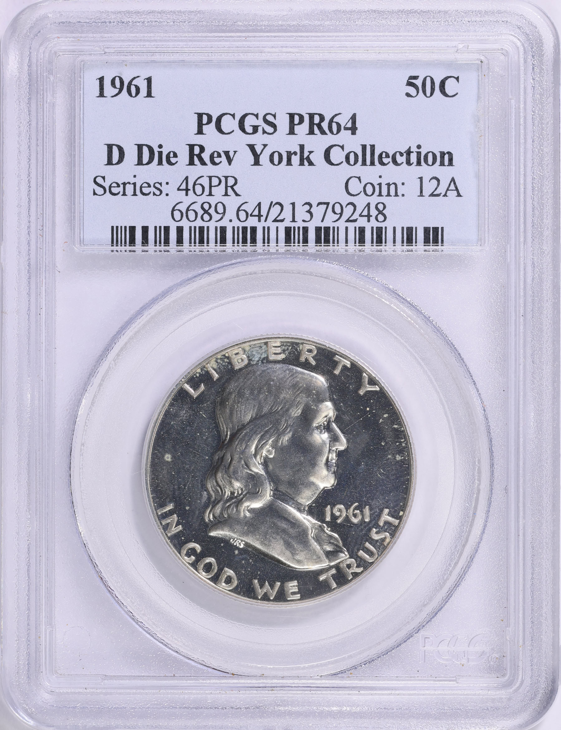 1961 Franklin Half Dollar Doubled Die Reverse PCGS Proof-64 (York ...