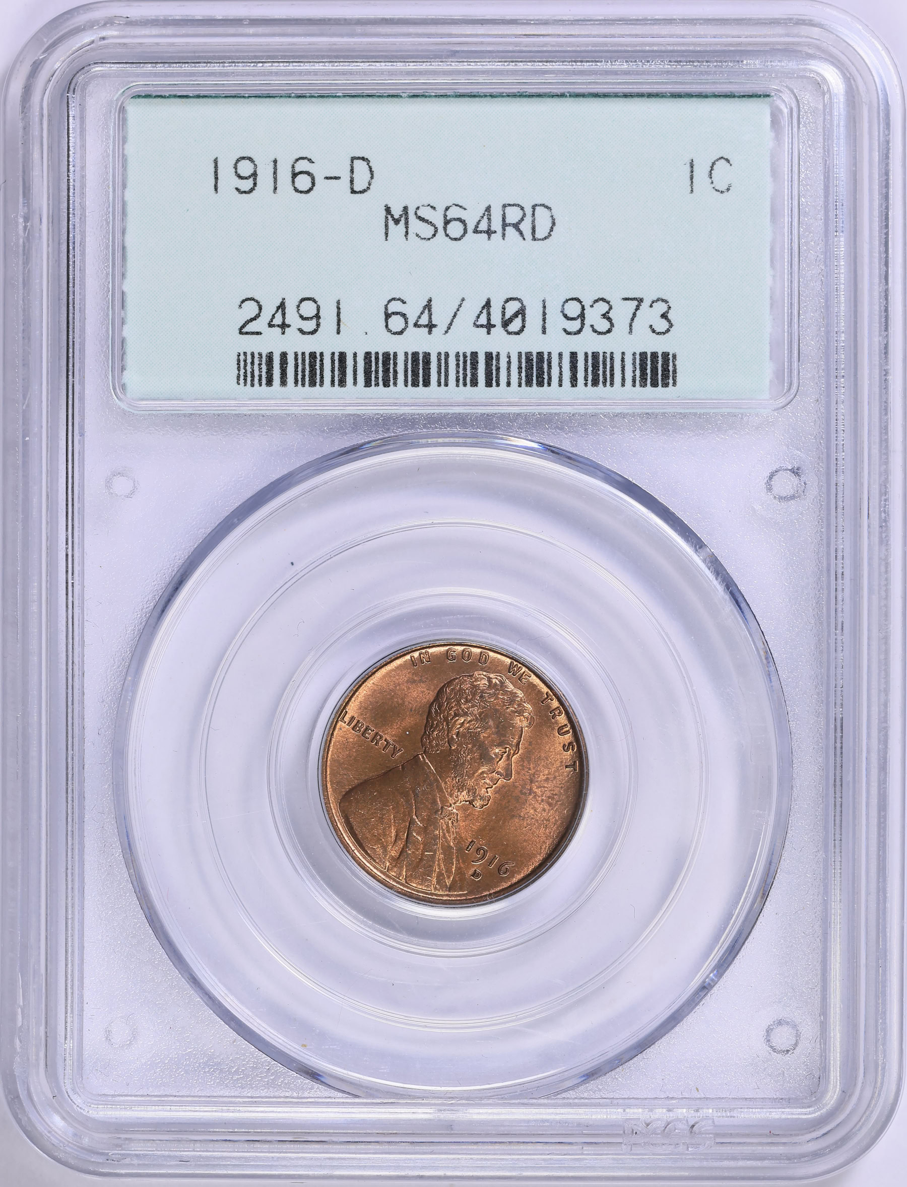 1916-D Lincoln Cent PCGS MS-64 RD OGH (2nd Gen) (Item 1811616) | GreatCollections Coin Auctions