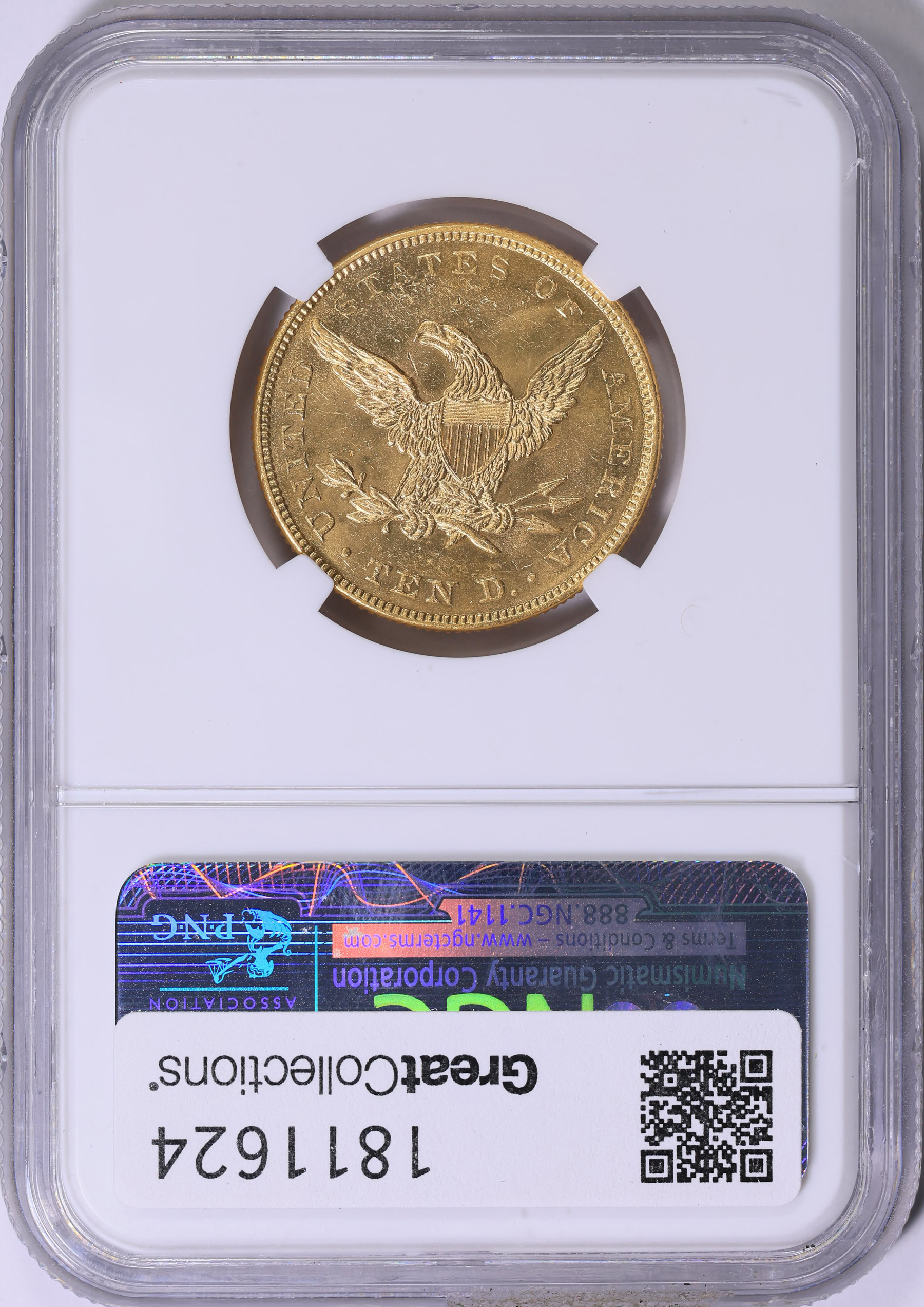 1859 Liberty Gold Eagle Shipwreck S.S. Republic NGC MS-61 (Item 1811624) | GreatCollections Coin ...