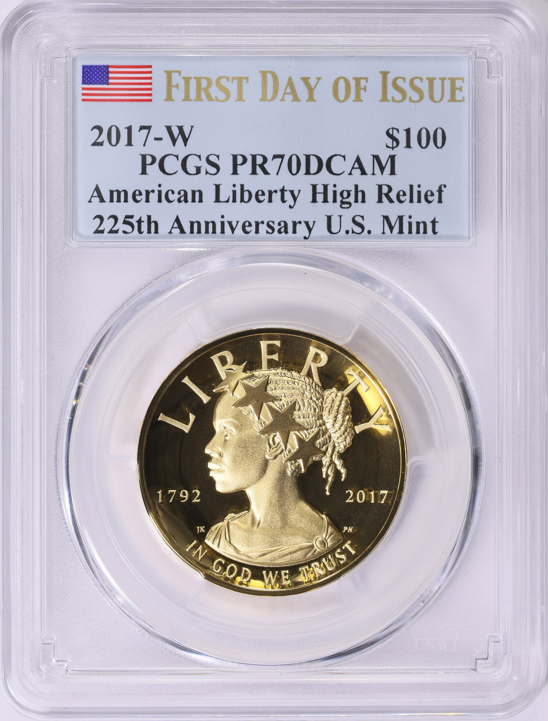 2017-W Gold $100 American Liberty High Relief 225th Anniversary U.S ...