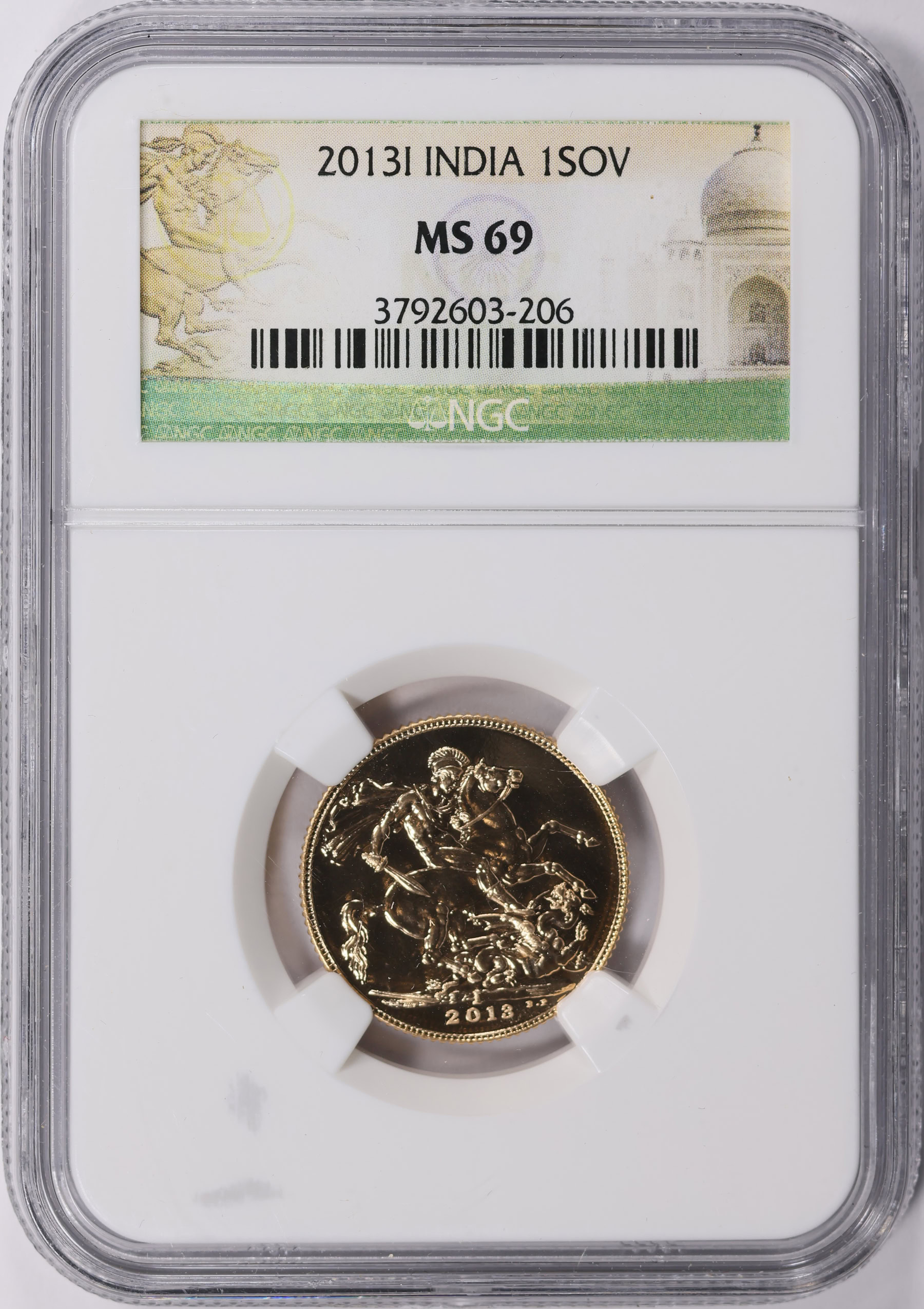 India - India British 2013-I Gold Sovereign NGC MS-69 (AGW = 0.2355 Oz ...