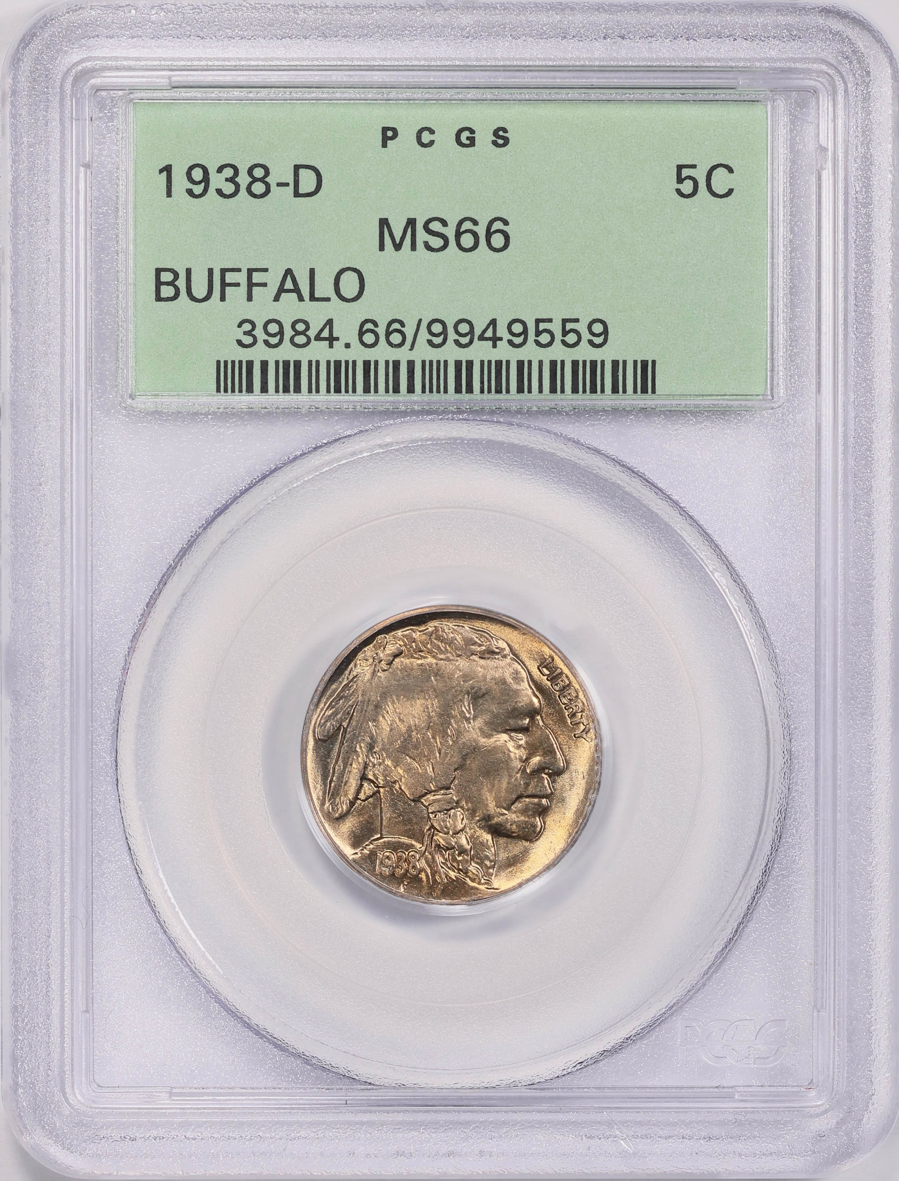 1938-D Buffalo Nickel PCGS MS-66 OGH (Item 1811848) | GreatCollections Coin Auctions