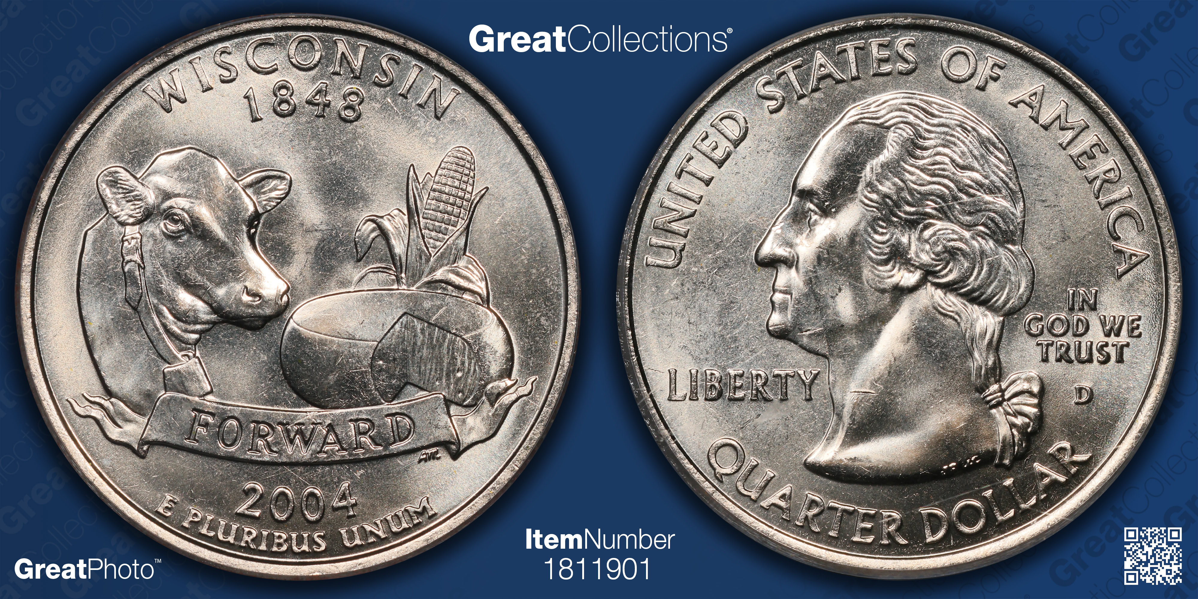 2004-D State Quarter Wisconsin Extra Leaf Low PCGS MS-64 (Item 1811901 ...