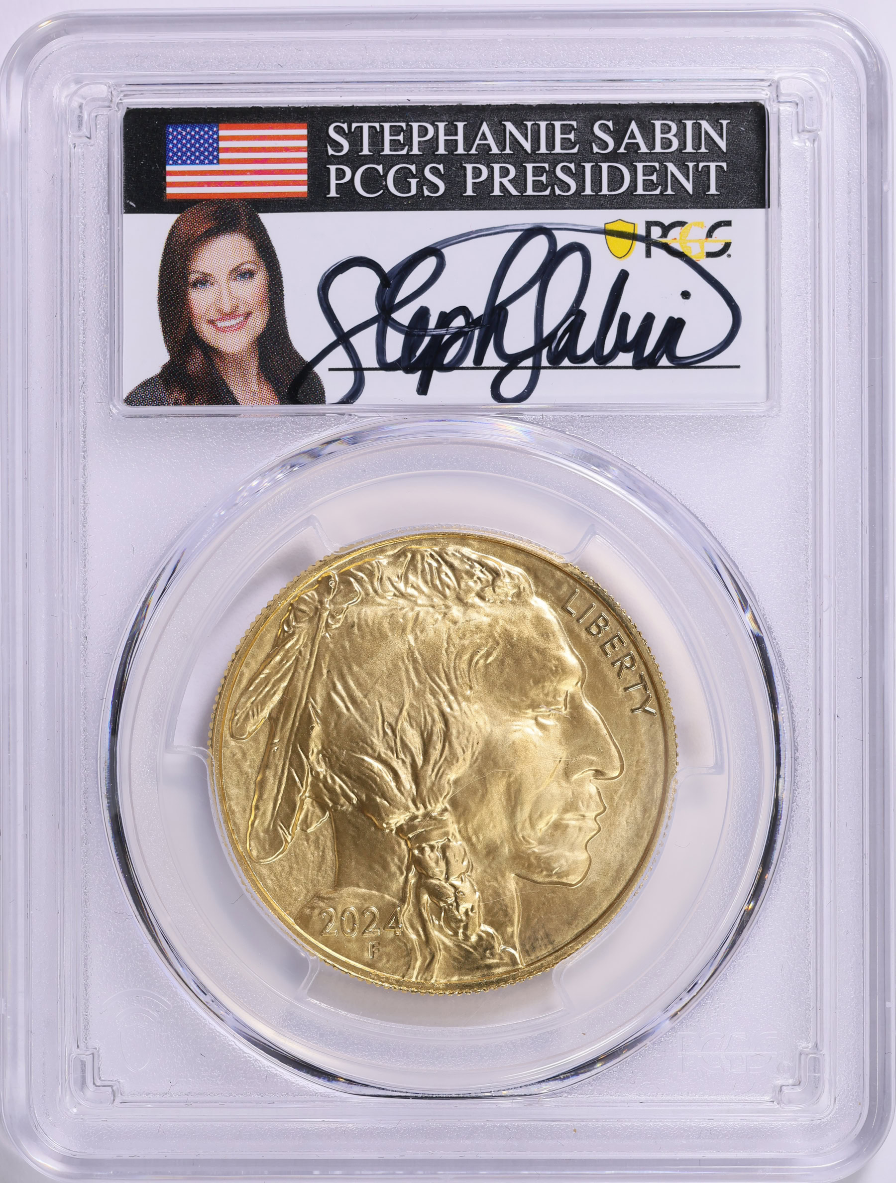 2024 $50 One-Ounce Gold American Buffalo First Day of Issue PCGS MS-70 (Stephanie Sabin Signed ...