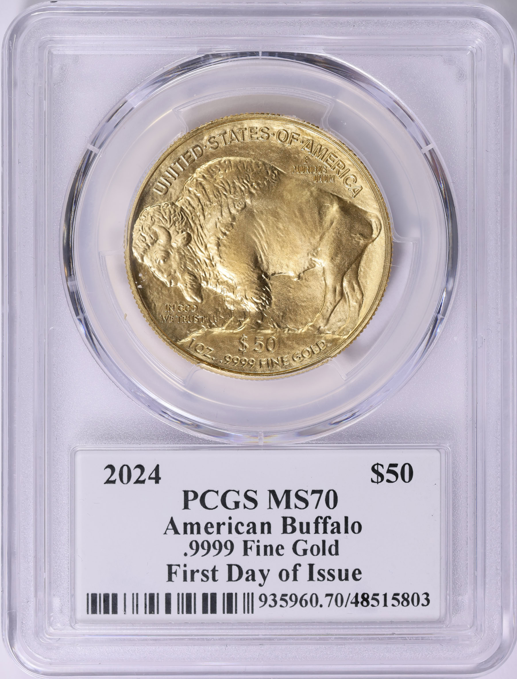 2024 $50 One-Ounce Gold American Buffalo First Day of Issue PCGS MS-70 (Stephanie Sabin Signed ...
