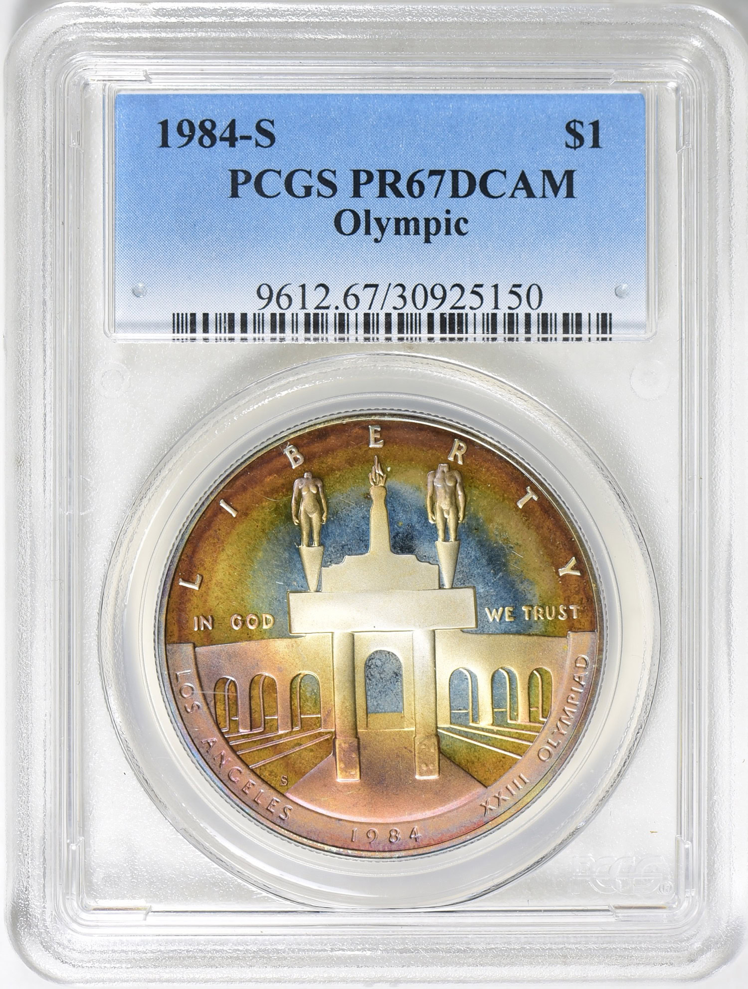 1984-S Los Angeles XXIII Olympiad Coliseum Silver Dollar PCGS Proof-67 ...