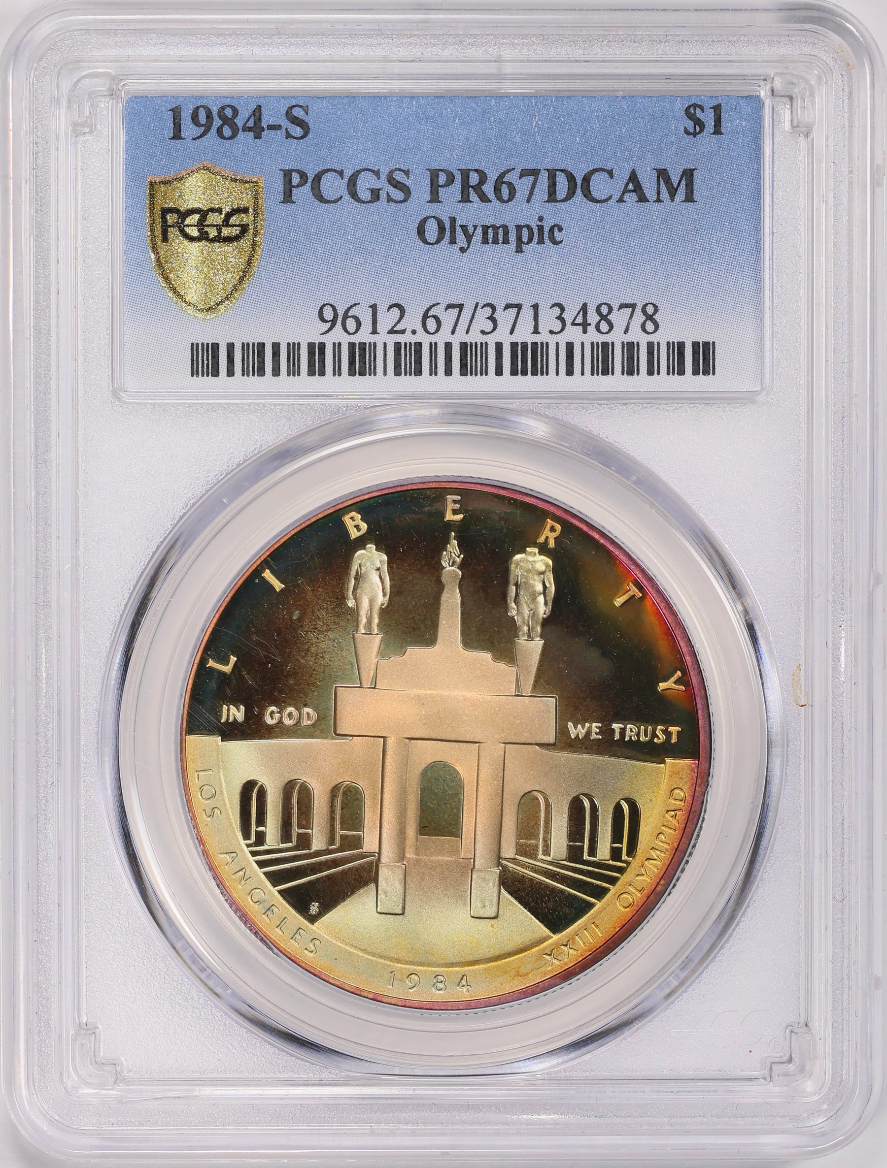 1984-S Los Angeles XXIII Olympiad Coliseum Silver Dollar PCGS Proof-67 ...