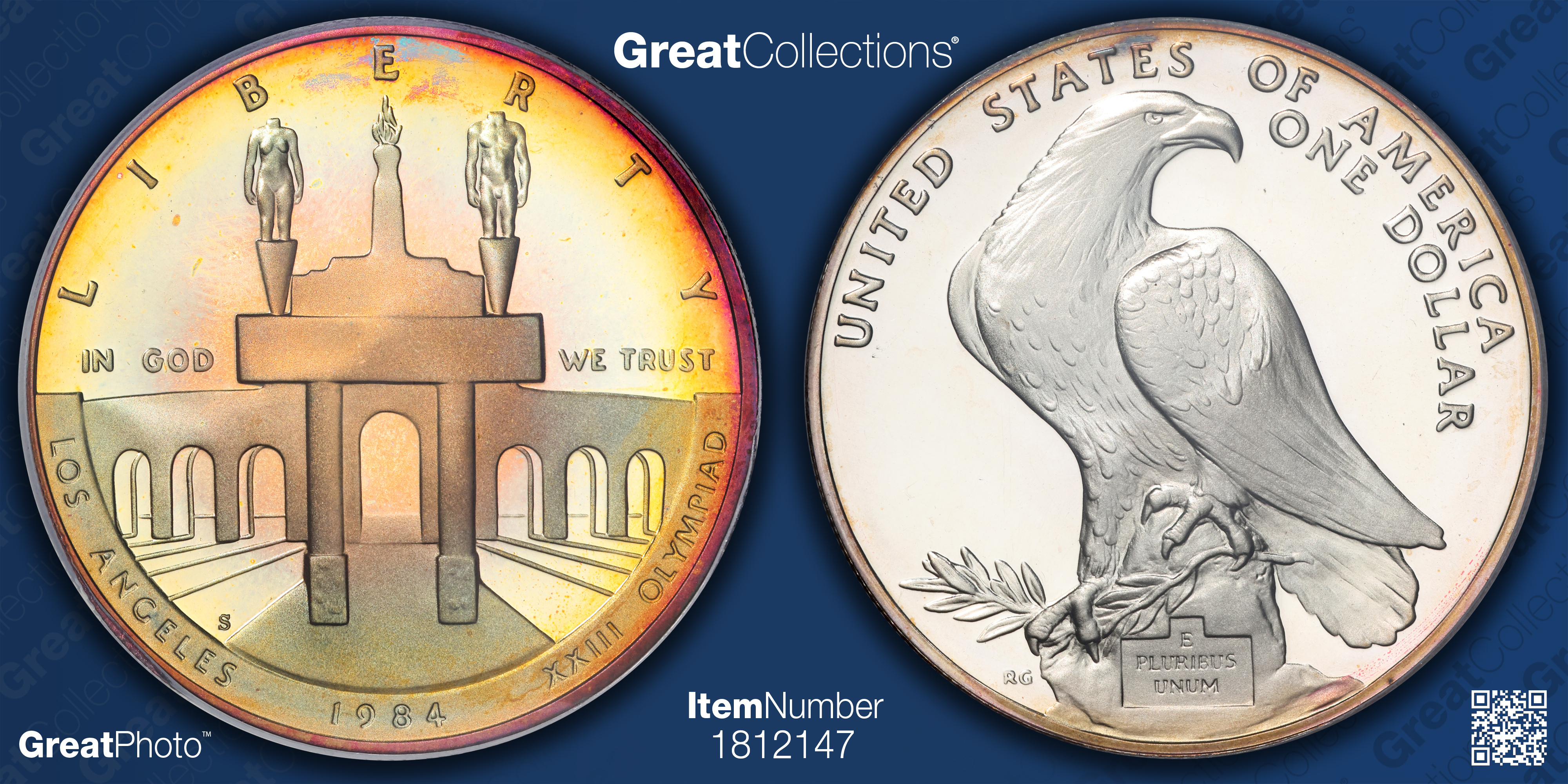 1984-S Los Angeles XXIII Olympiad Coliseum Silver Dollar PCGS Proof-67 ...