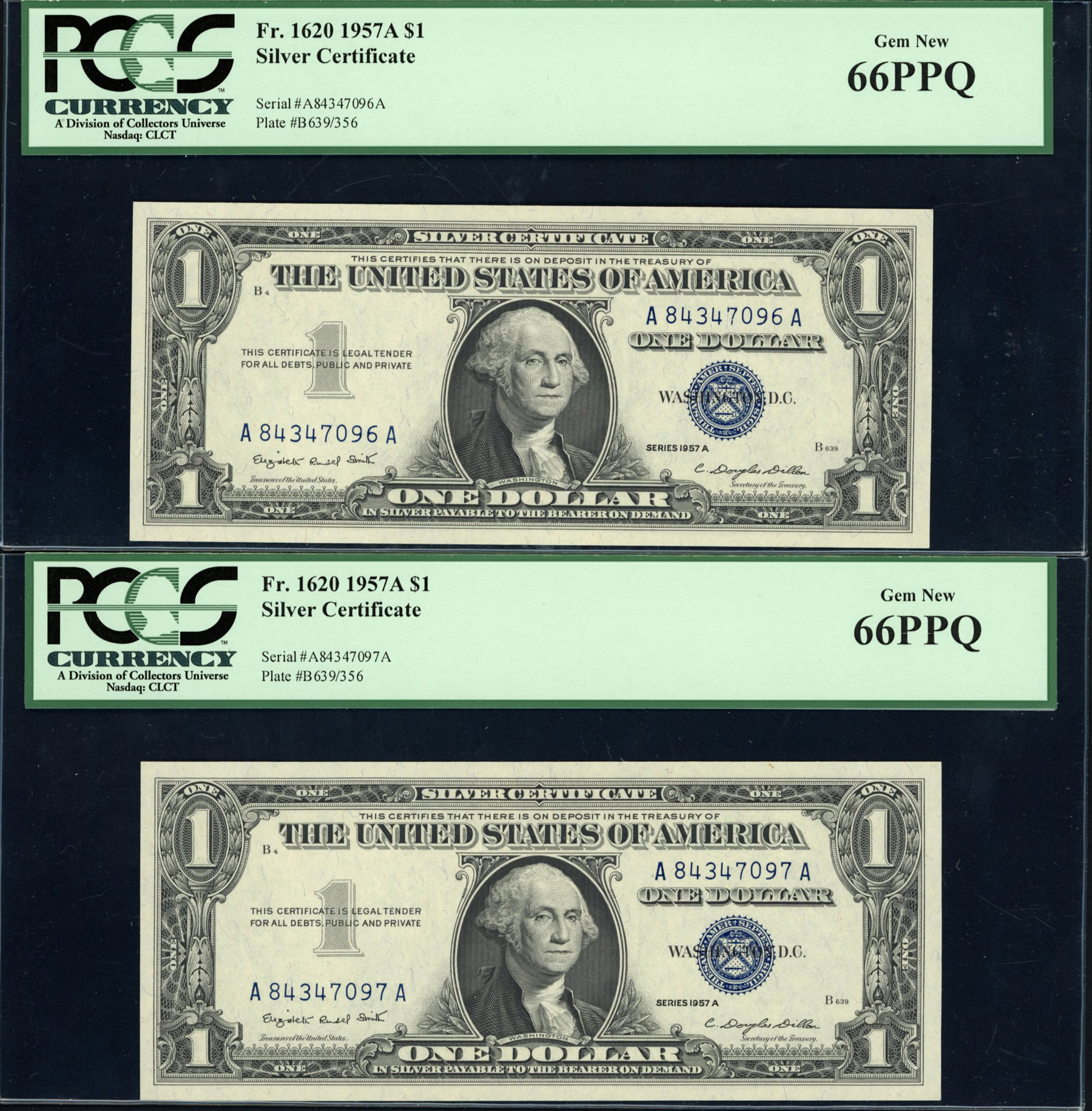 Fr. 1620 (AA Block) 1957A $1 Silver Certificate Notes Sequential Serial ...
