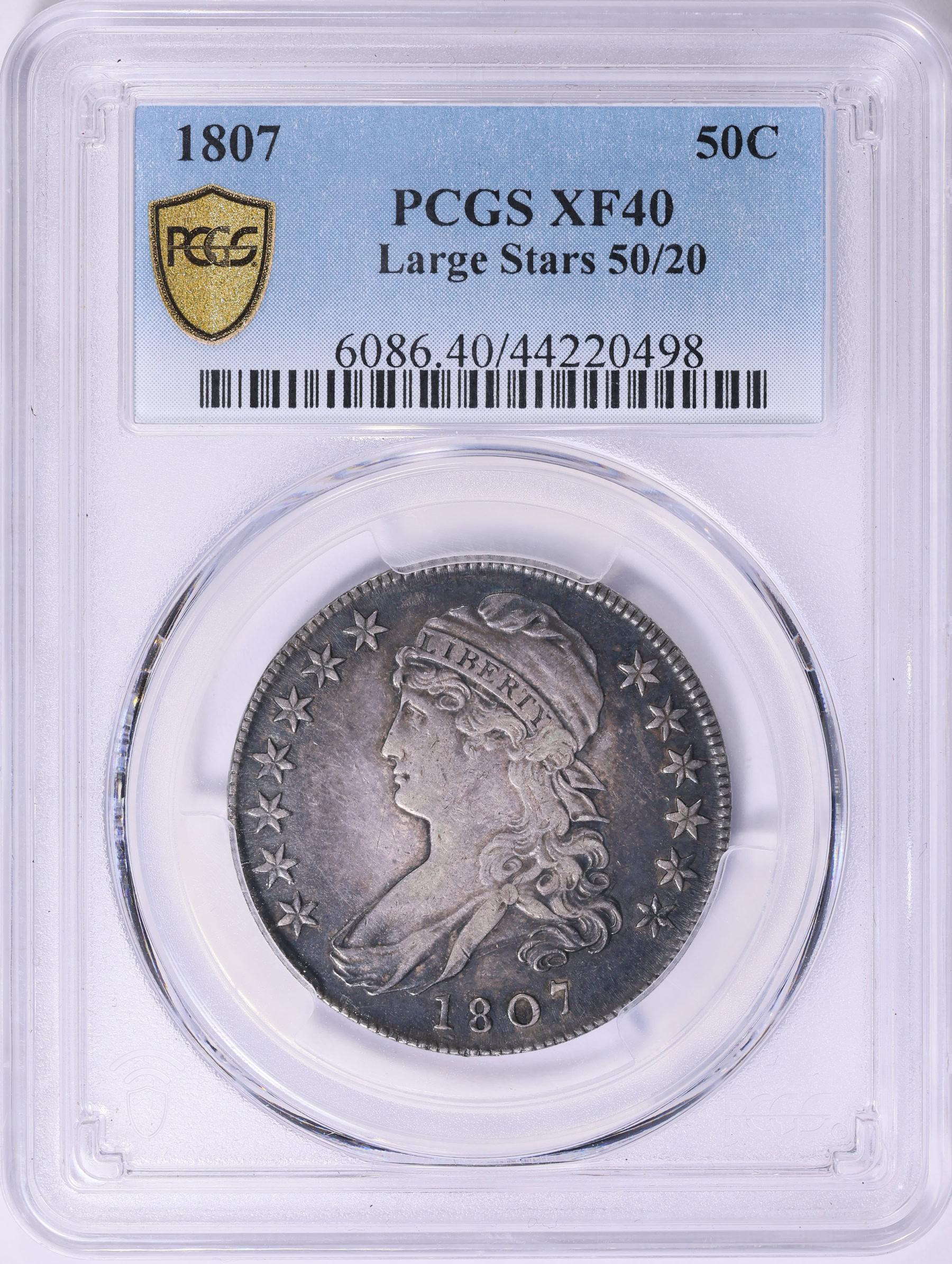 1807 Capped Bust Half Dollar Large Stars, 50/20 PCGS XF-40 (Item 1812295) | GreatCollections ...