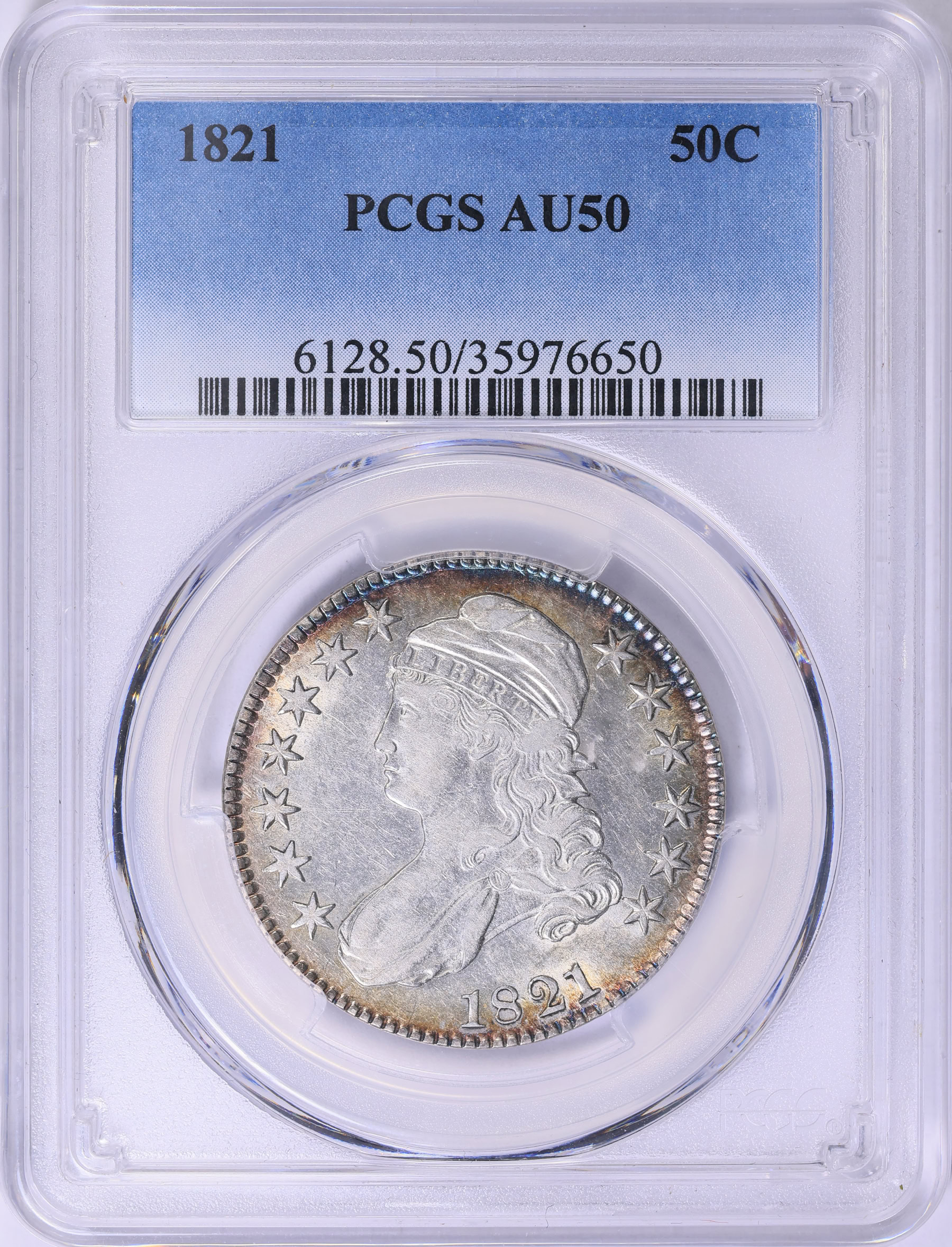 1821 Capped Bust Half Dollar PCGS AU-50 (Toned) (Item 1812301) | GreatCollections Coin Auctions