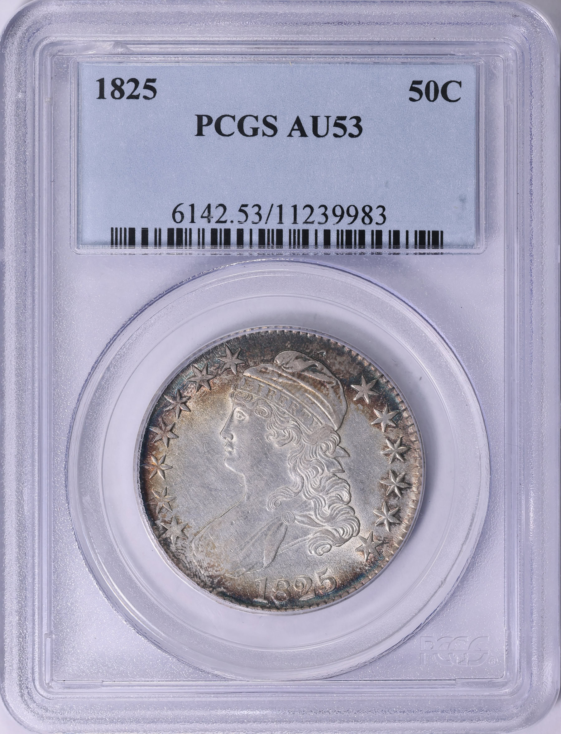1825 Capped Bust Half Dollar PCGS AU-53 (Toned) (Item 1812305) | GreatCollections Coin Auctions
