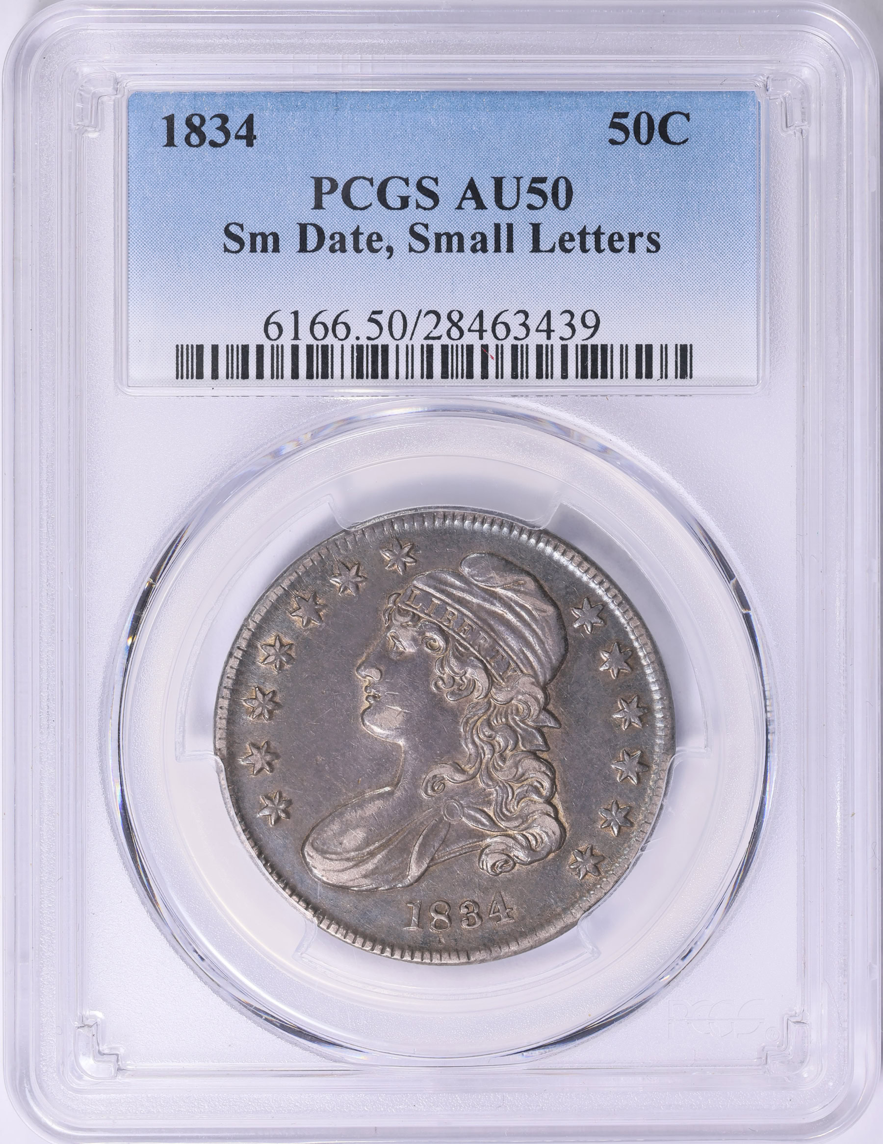 1834 Capped Bust Half Dollar Small Date, Small Letters PCGS AU-50 (Item 1812309 ...