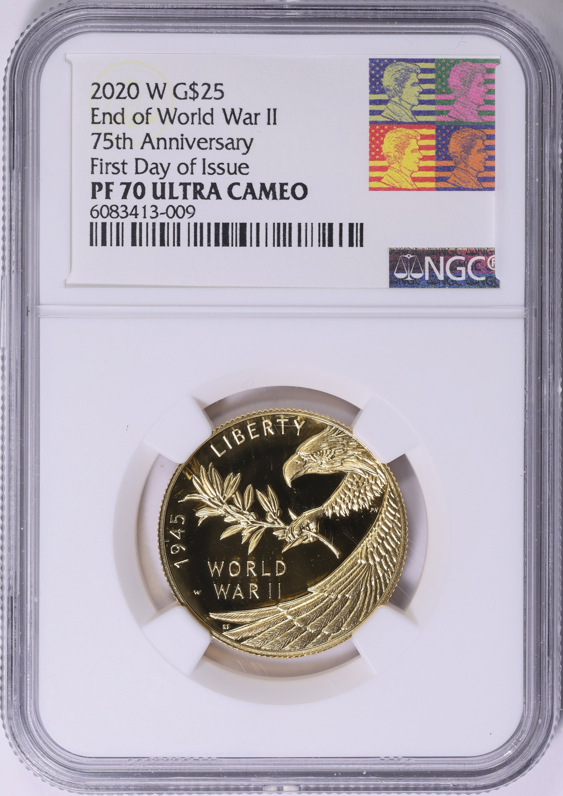 2020-W End of World War II 75th Anniversary Gold $25 First Day of Issue ...