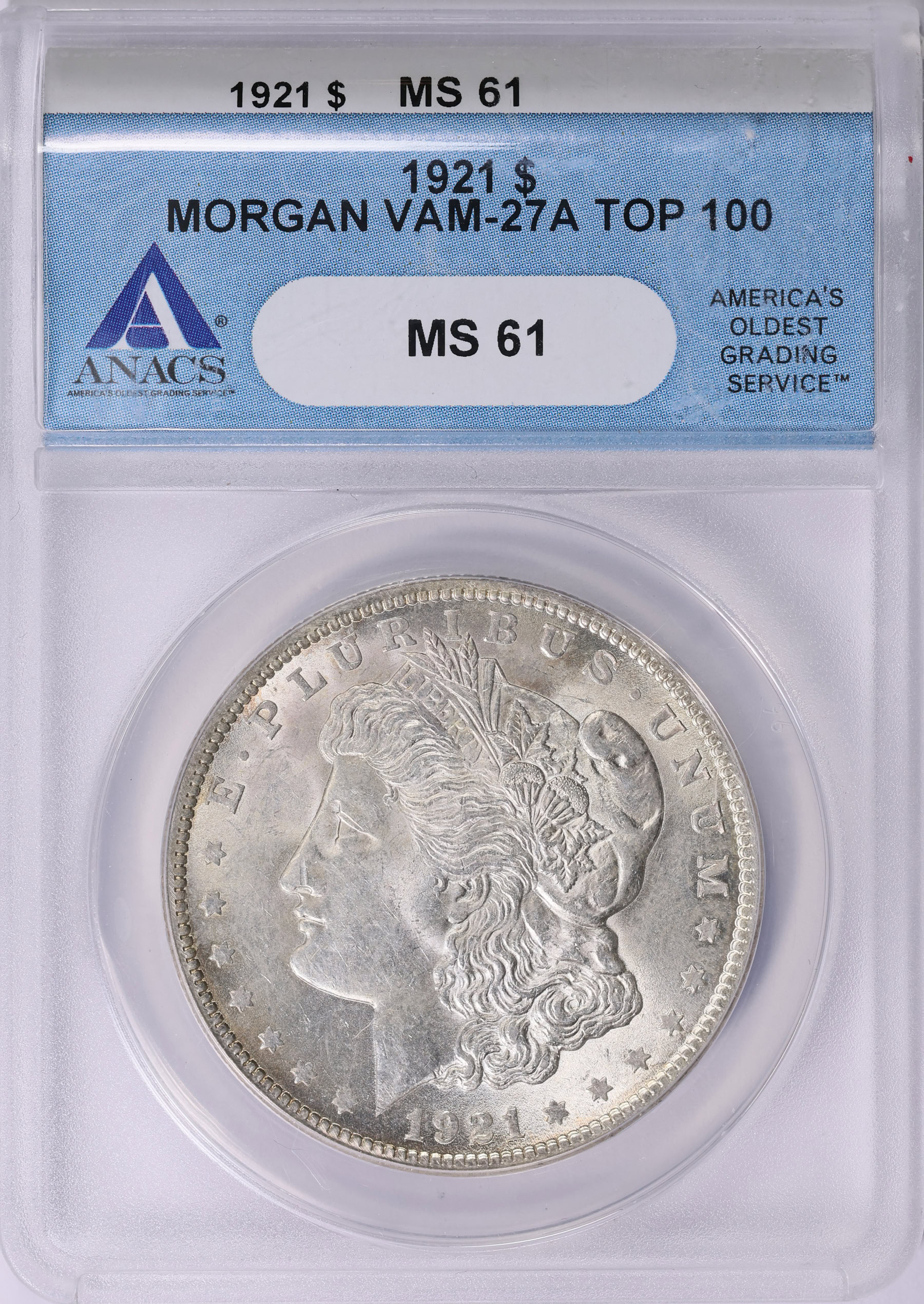 1921 Morgan Silver Dollar VAM-27A Top 100 ANACS MS-61 | ANACS Cert #4034178 | GreatCollections ...